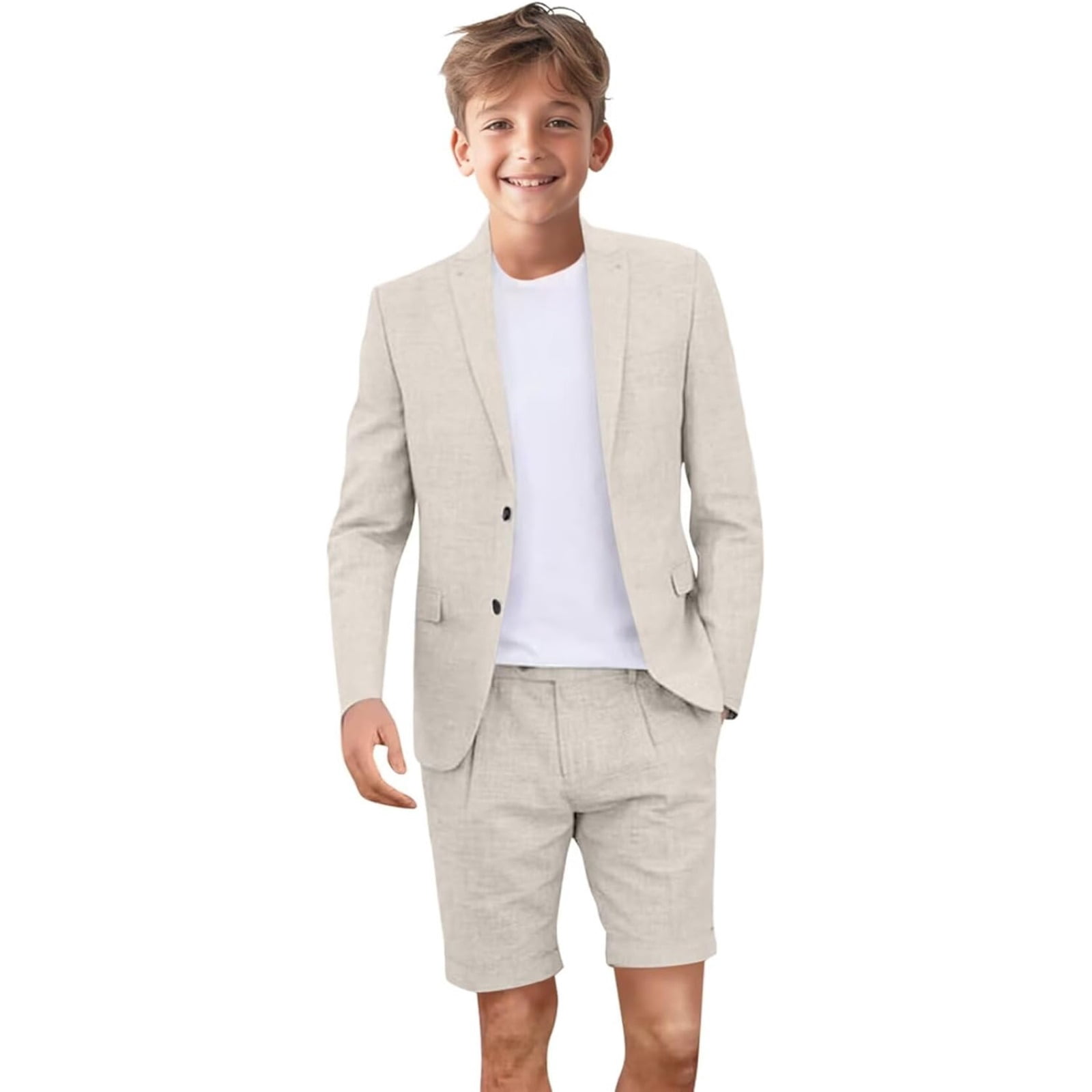 Kids Linen Shorts Suit for Boys Summer Outfit Beach Wedding Lightweight ...