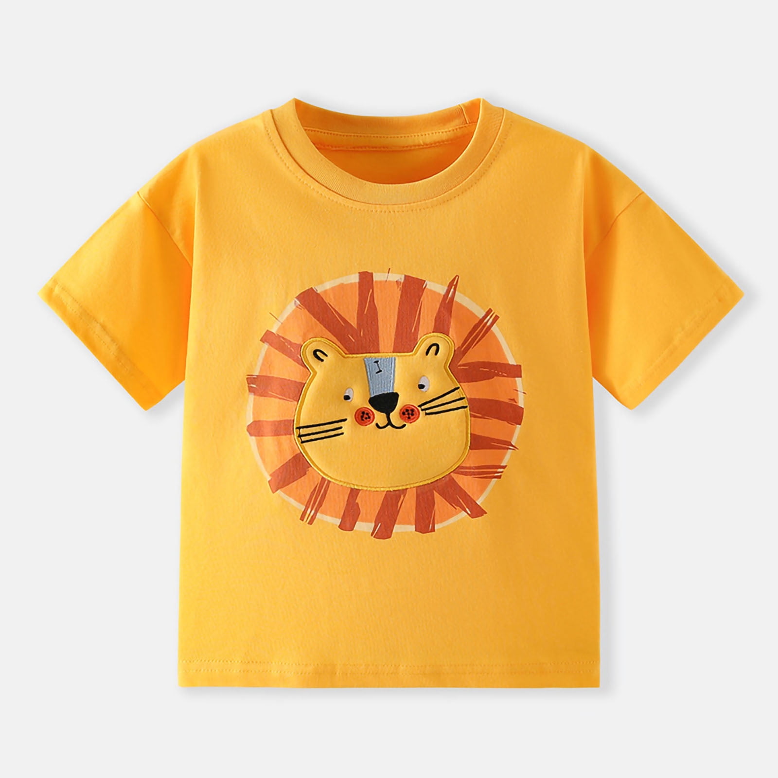 Kids Lion Graphic T-Shirt for Boys Cartoon Animal Short Sleeve Tee Soft ...