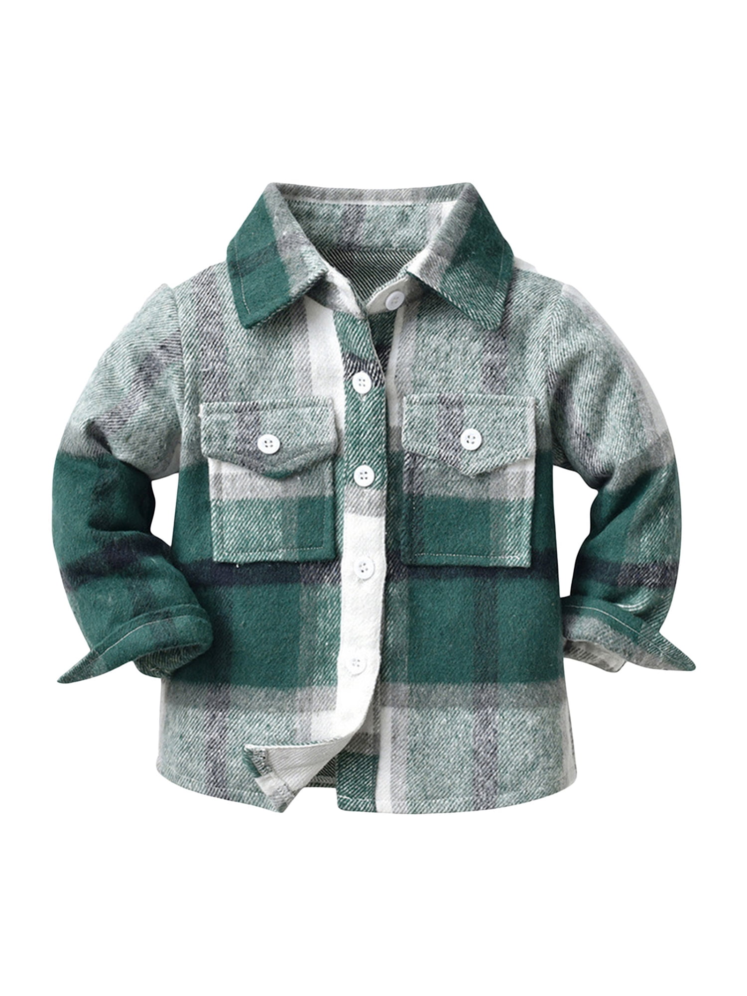 Kids Little Boys Girls Baby Long Sleeve Button Down Red Plaid Flannel ...