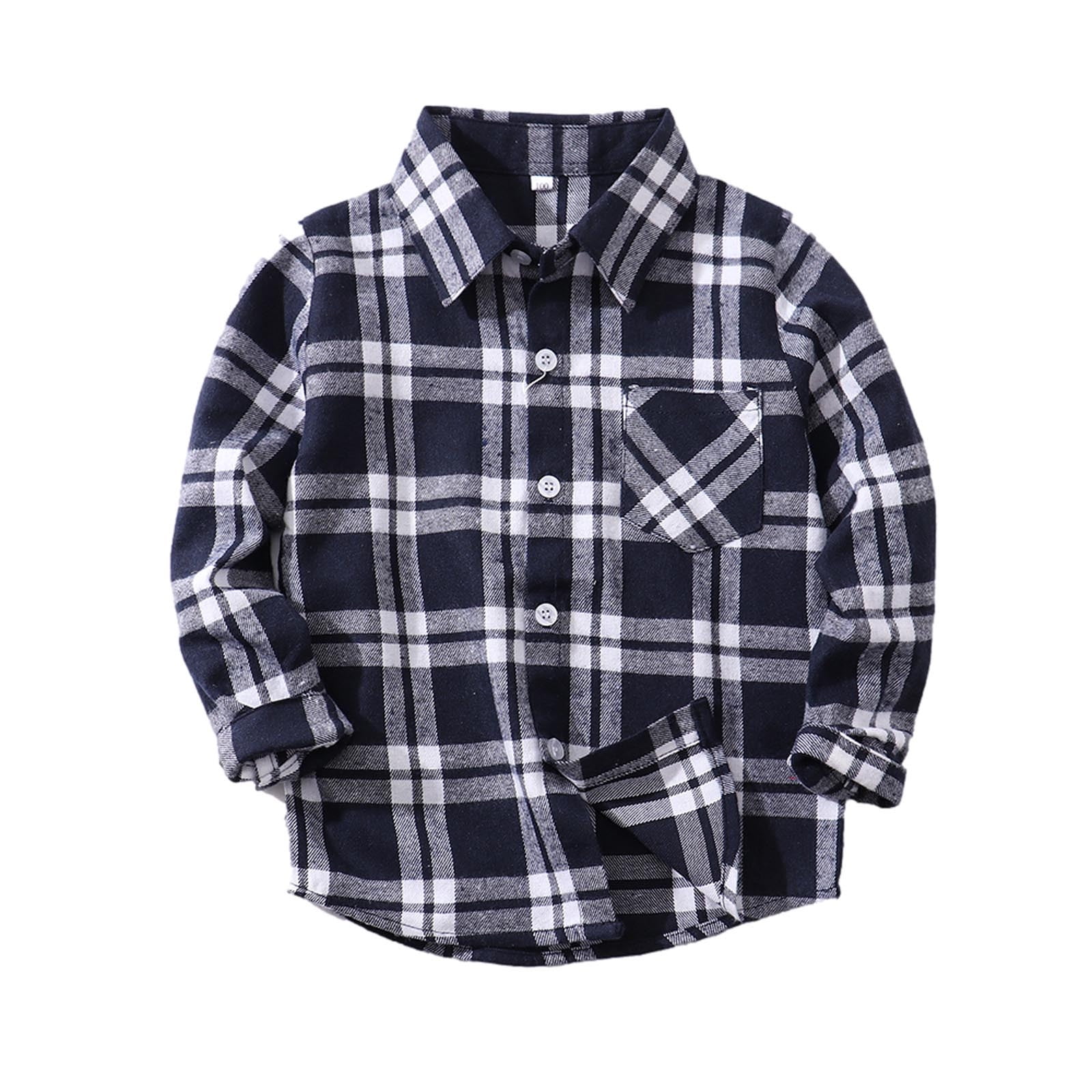 Kids Little Boys Girls Baby Red Plaid Flannel Shirt Jacket Long Sleeve ...