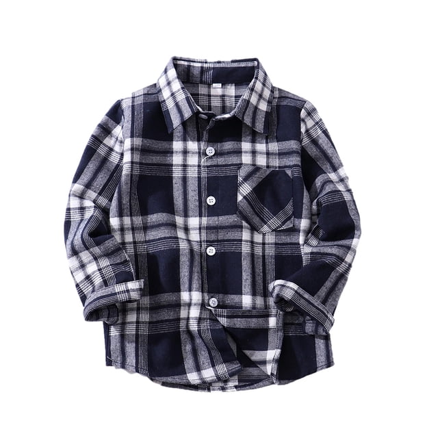 Kids Little Boys Girls Baby Red Plaid Flannel Shirt Jacket Long Sleeve ...