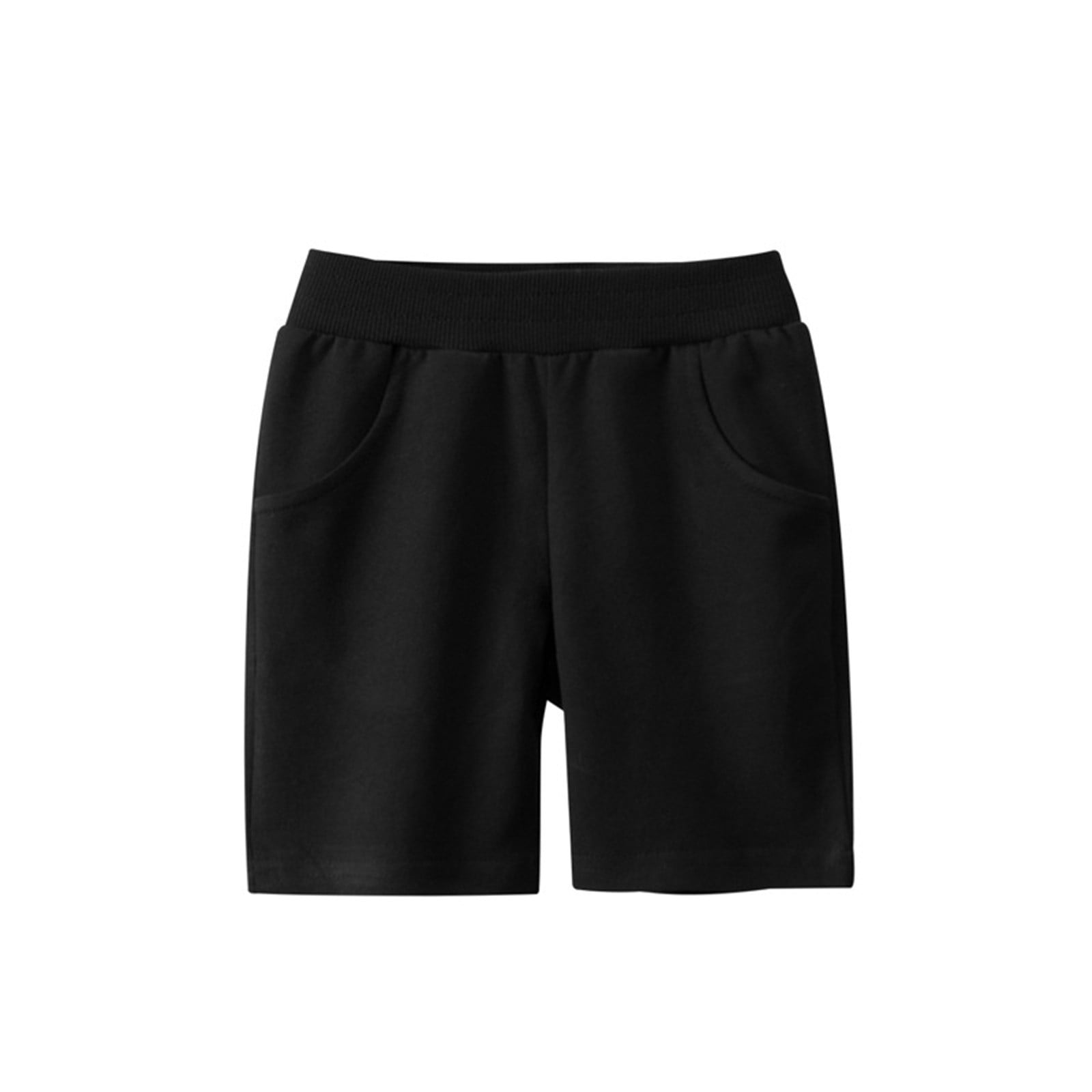 Kids Little Boys Girls Cotton Casual Shorts Solid Color Eelastic Waist ...