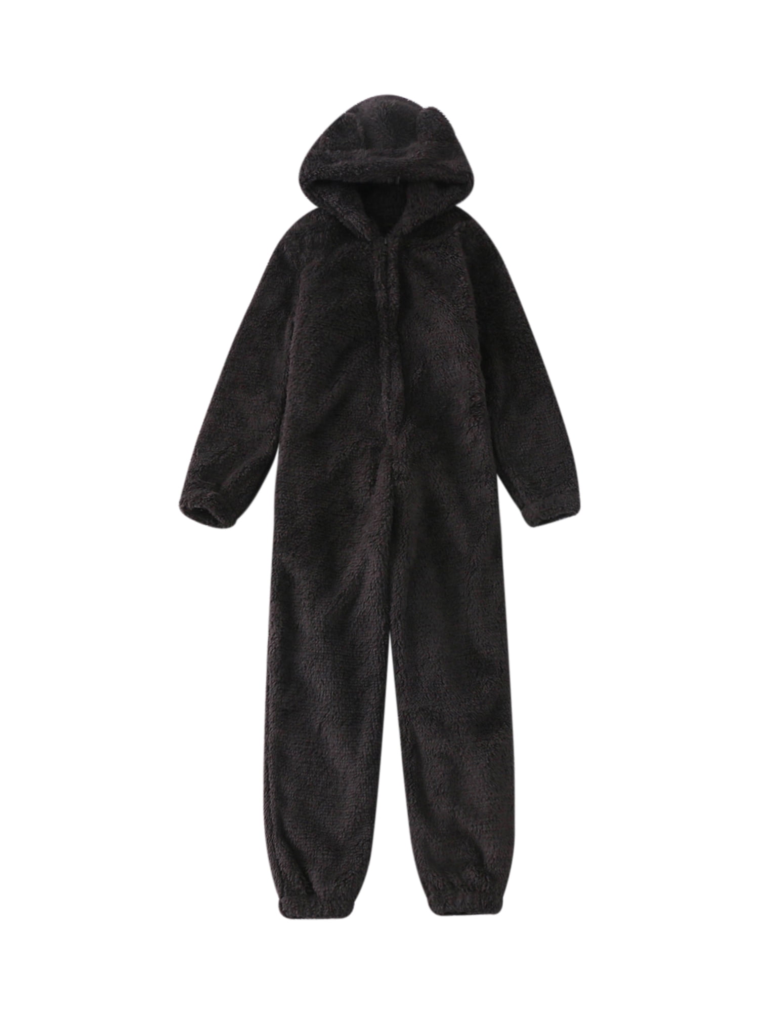 Kids Little Girl Boy Fleece Hooded Jumpsuit Pajamas Sherpa Zipper One ...