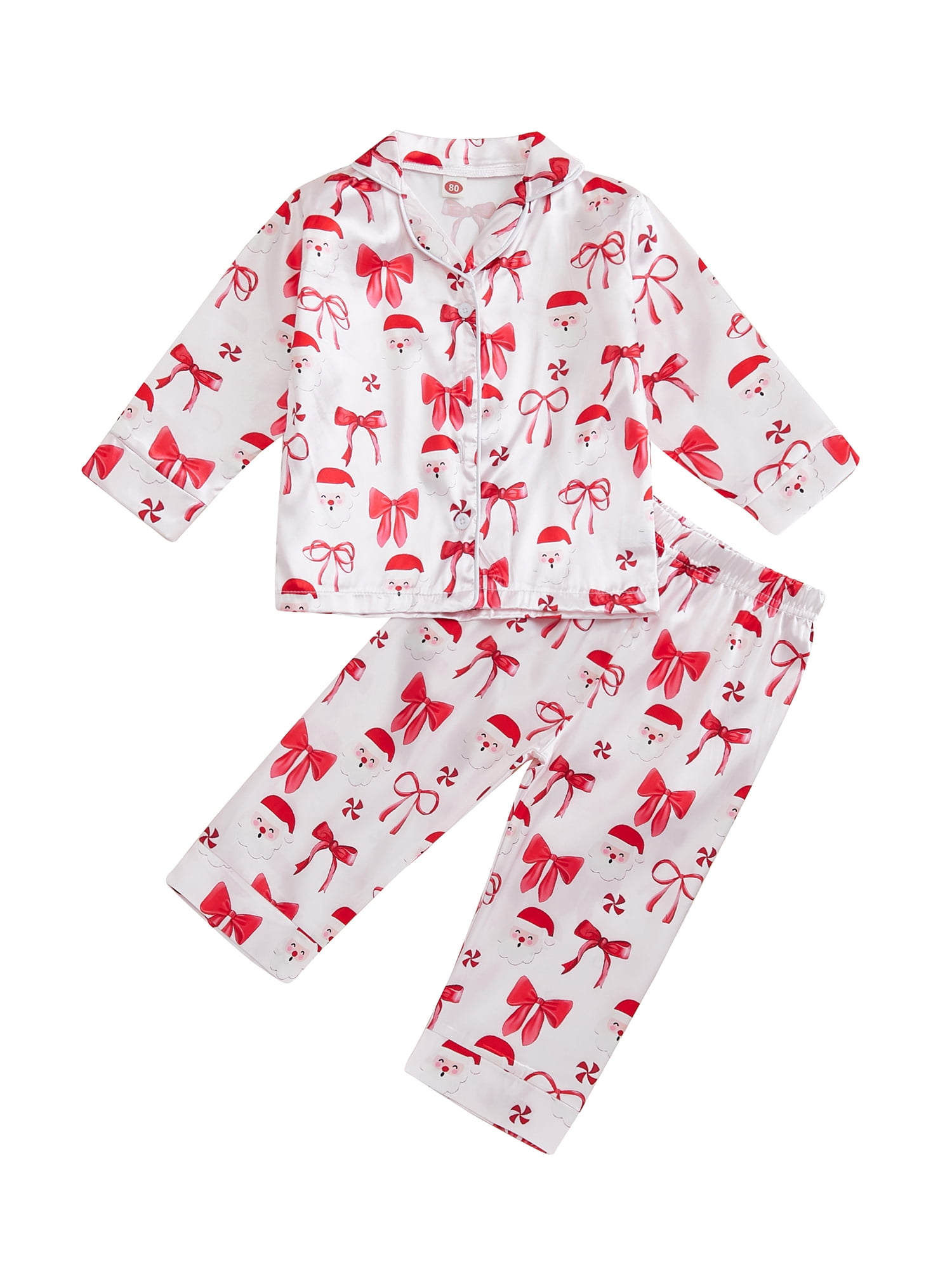 Kids Little Girl Christmas Pajama Sets 1 2 3 4 5 6 7 8 9 Years Santa ...