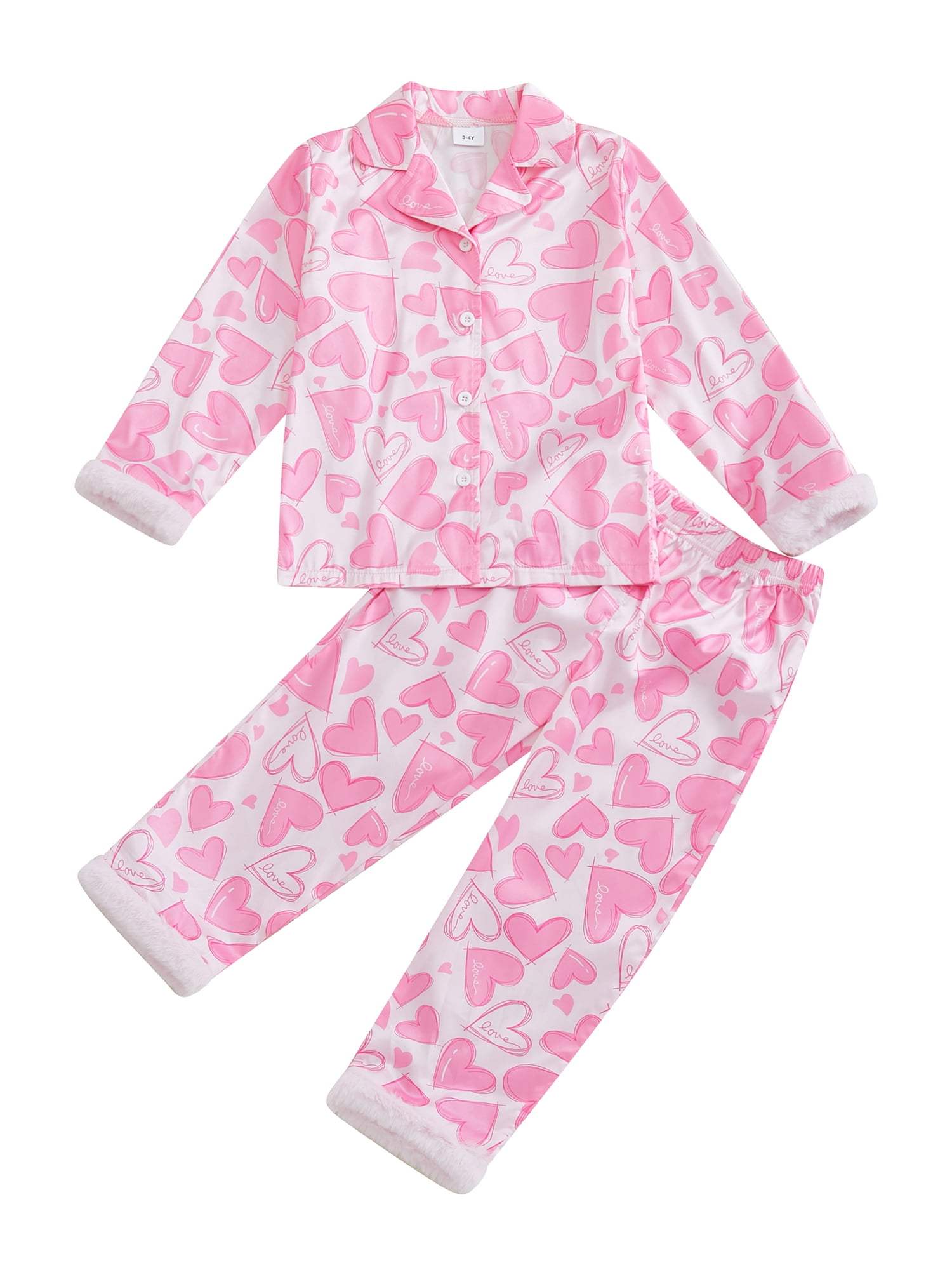 Kids Little Girl Valentine's Day Pajamas Set 3 4 5 6 7 Years Heart ...