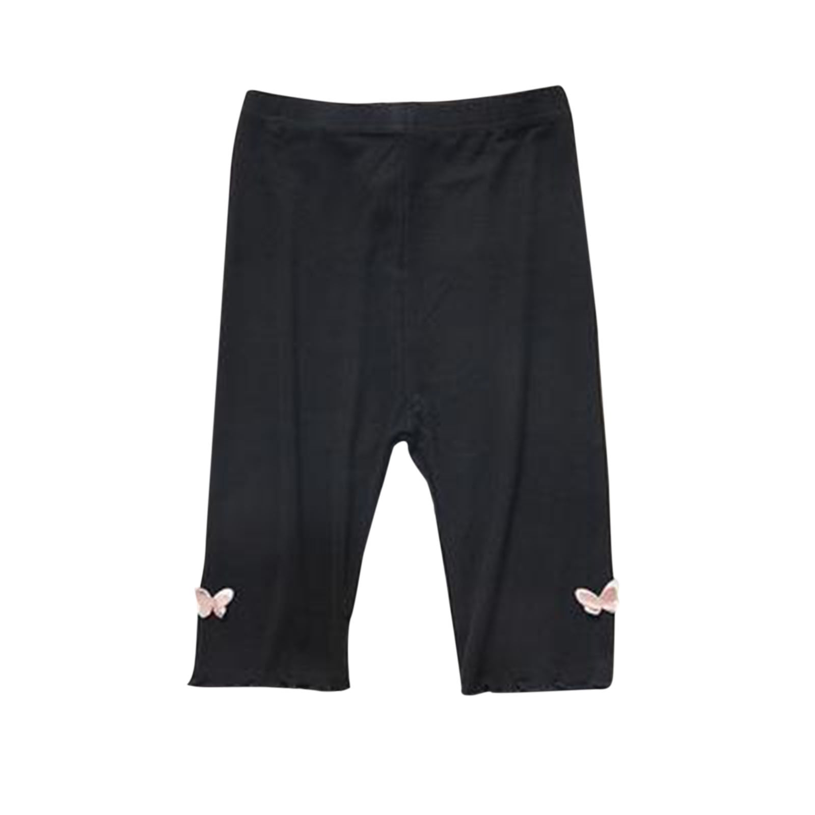 Kids Little Girls Cotton Capris Leggings Bow Solid Color Elastic Waist ...