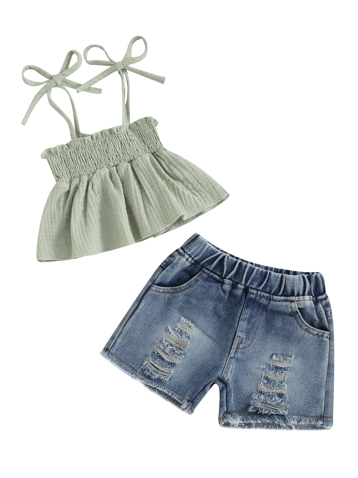 Kids Little Girls Shorts Clothing Set, 12 18 24 Months 2T 3T 4T 5T Tie ...