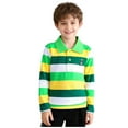 Kids Long Sleeve T-Shirts Lapel Half Button Down Stripes Pullover Tops ...