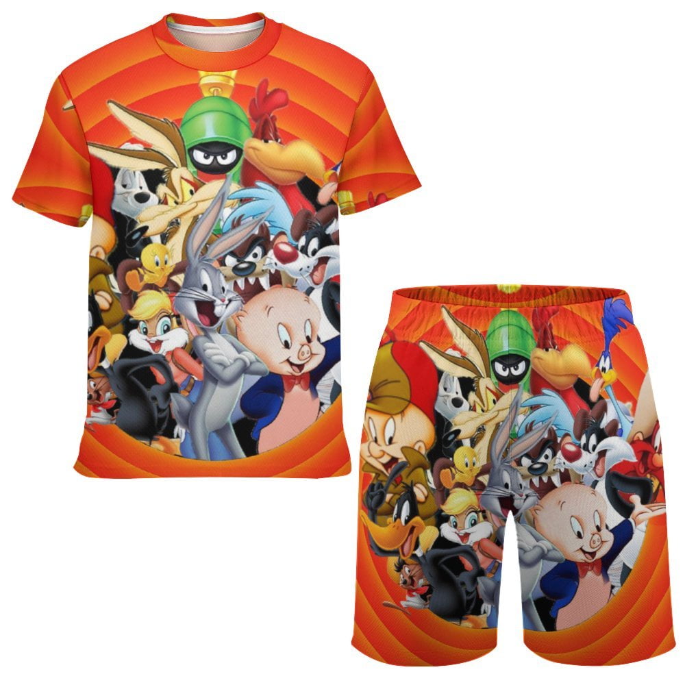 Kids Looney Tunes Cartoons Athletic T-Shirt And Mesh Shorts Outfit Set ...