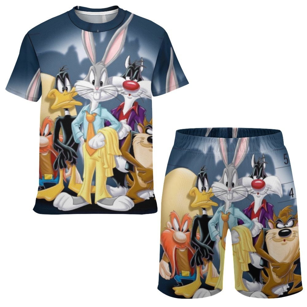 Kids Looney Tunes Cartoons Athletic T-Shirt And Mesh Shorts Outfit Set ...