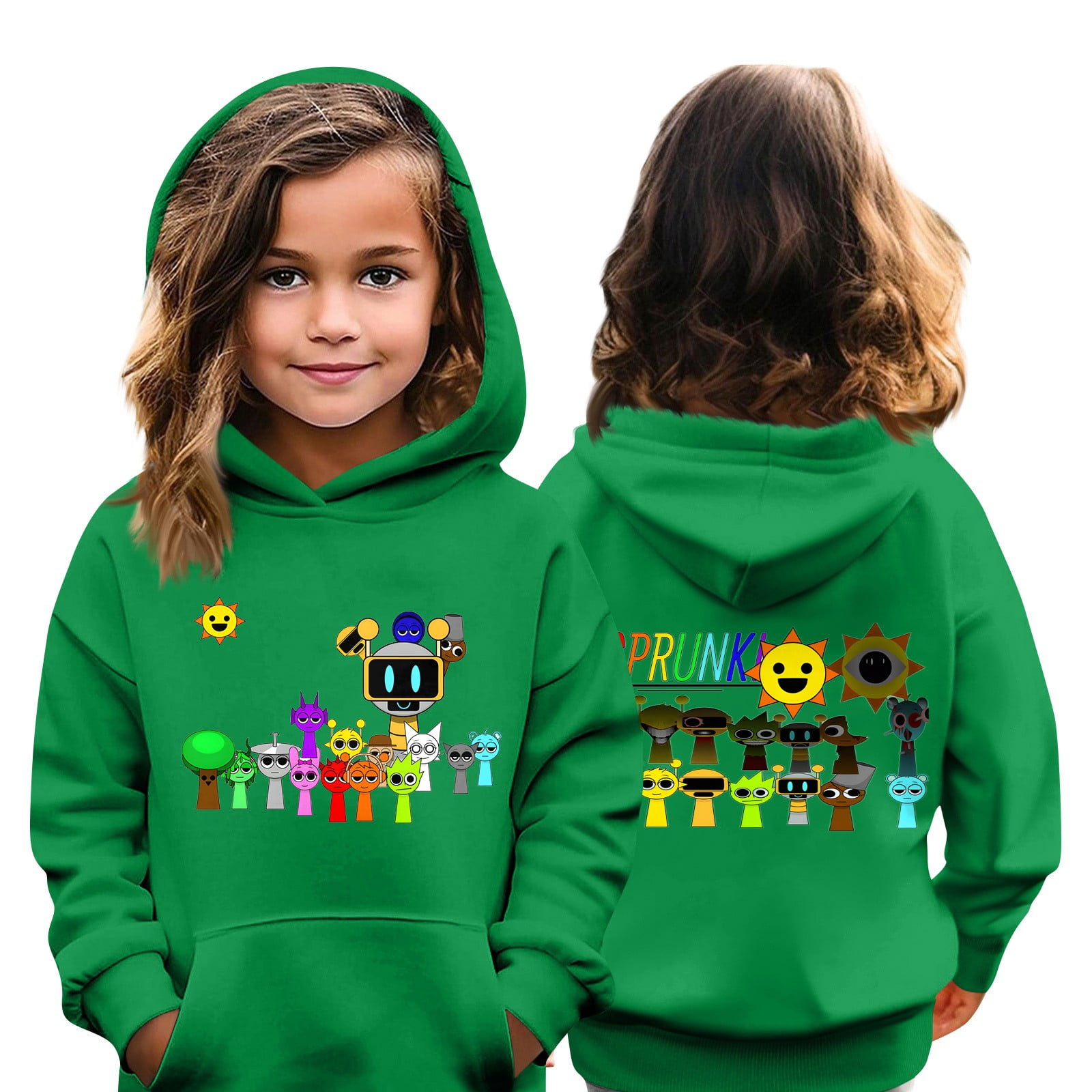 Kids Loves Characters Sprunki toys Sprunki team Hoodie Dark Green 110 ...