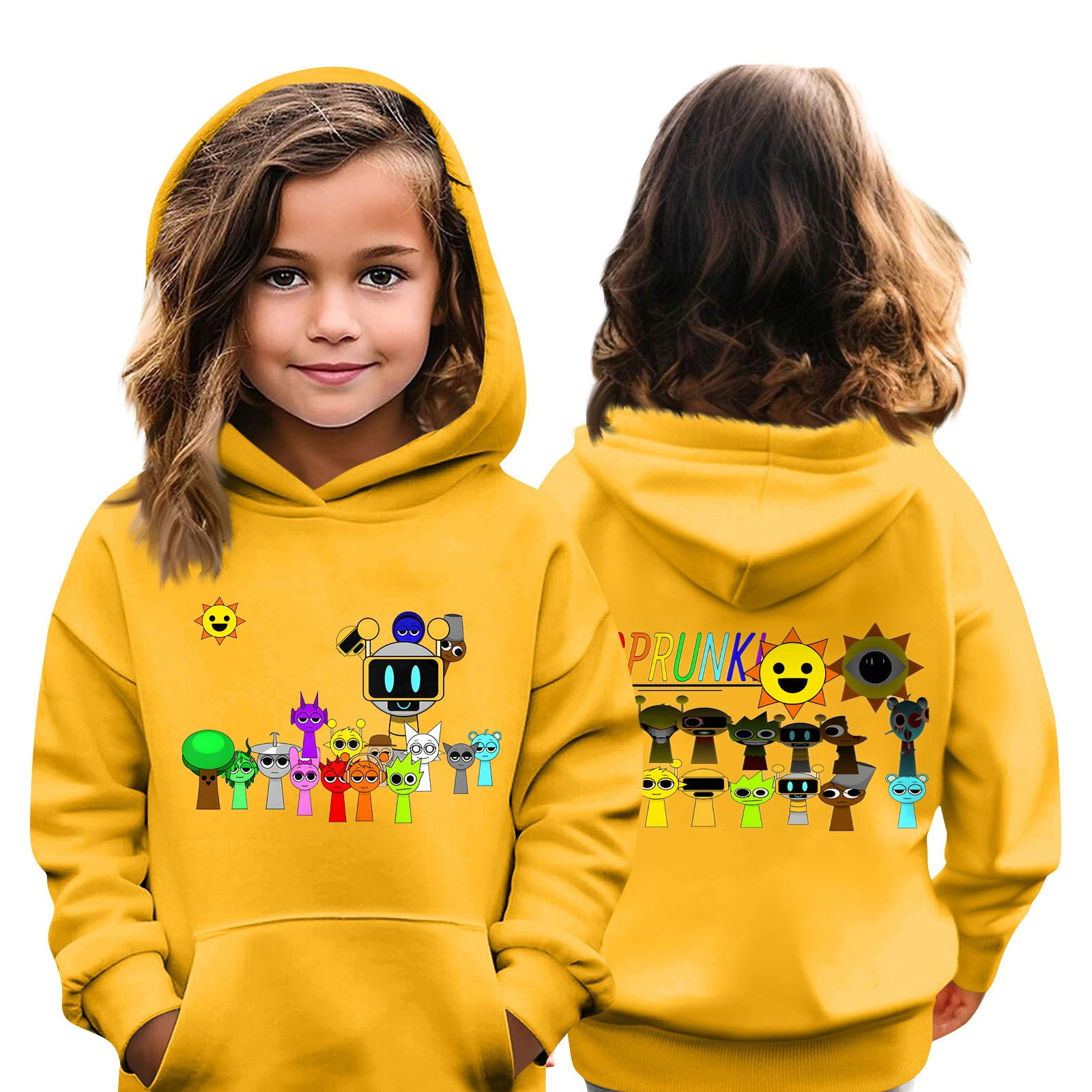 Kids Loves Characters Sprunki toys Sprunki team Hoodie Yellow 130 - Walmart.com