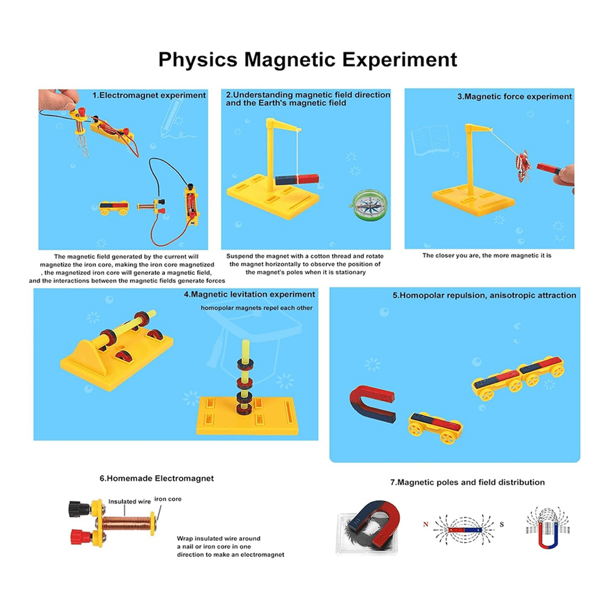 Kids Magnet Kit Physics Science Electromagnet Experiment Set ...