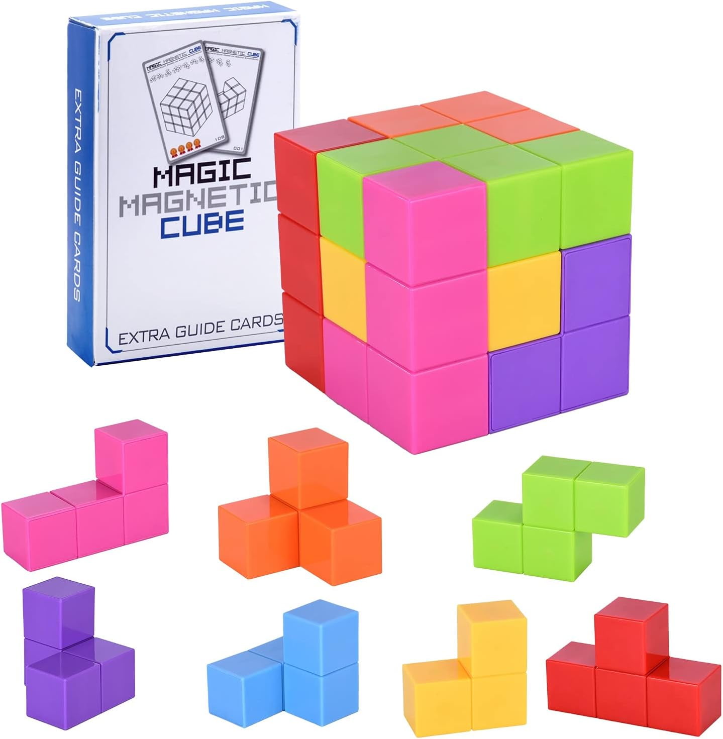 Kids Magnetic Building Blocks Magic Magnetic 3D Puzzle Cubes, Set of 7 Multi Shapes Magnetic ...