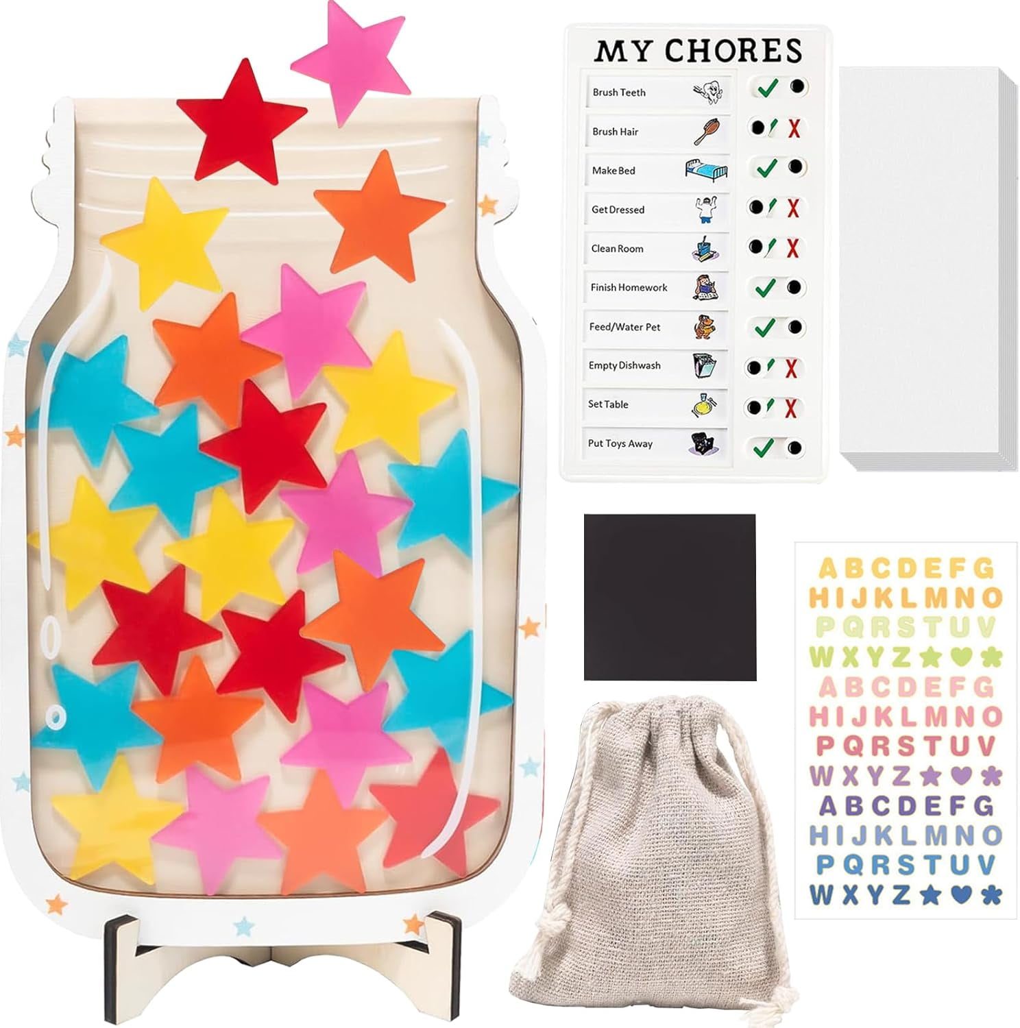 Kids Magnetic Reward Jar System - Star Jar for Behavior Charts, Potty ...