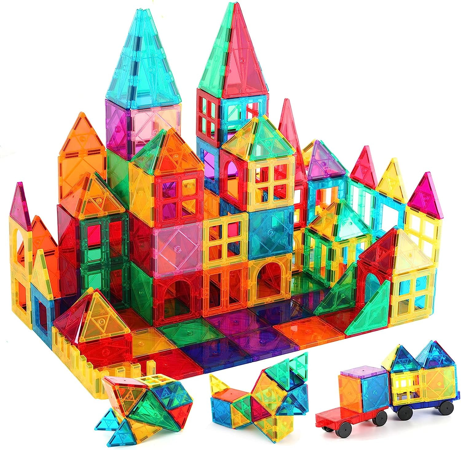Kids Magnetic Tiles Toys, 100Pcs 3D Magnetic Building Blocks Tiles Set ...