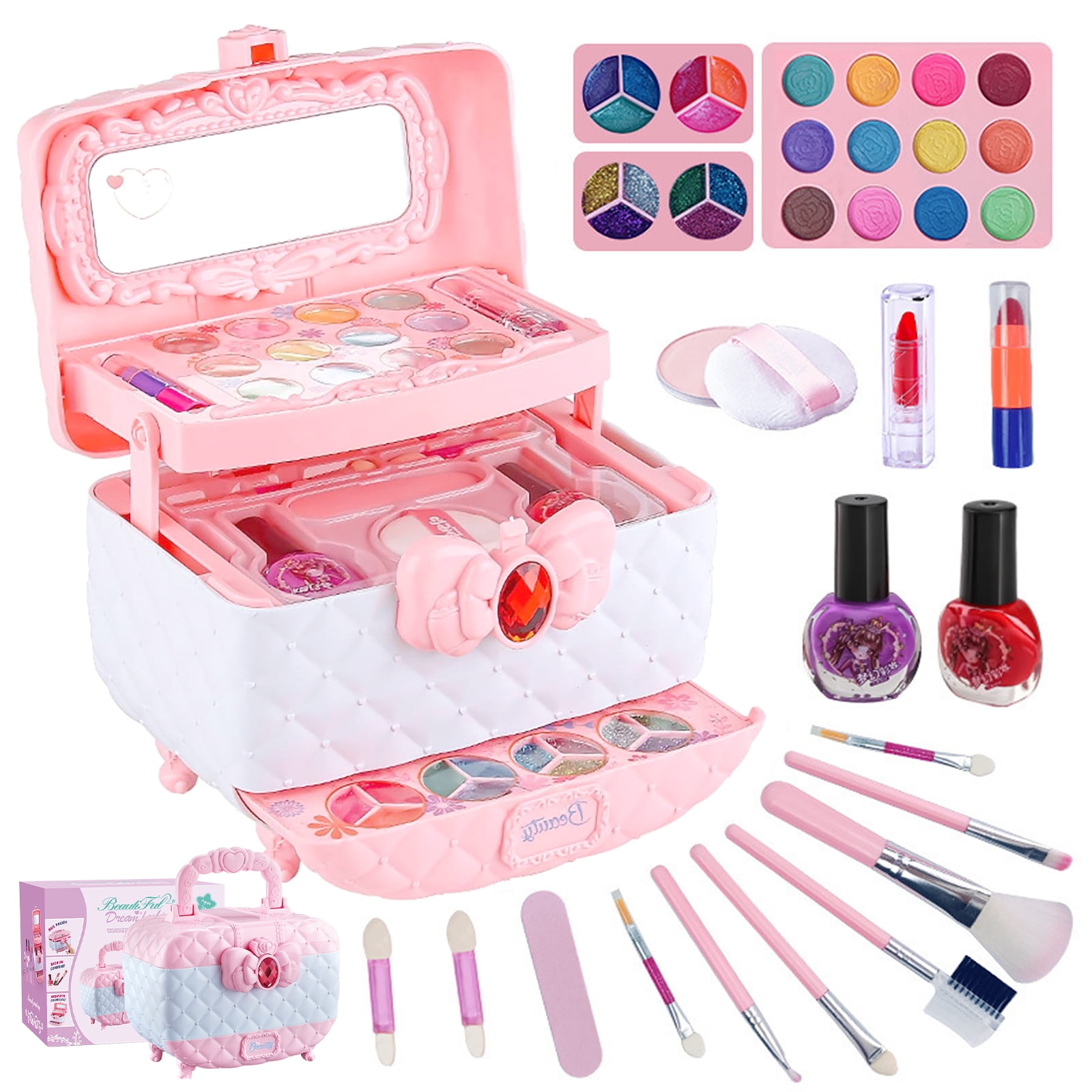 Kids Makeup Kit for Girl,Kepeak 42 Pcs Washable Girls Makeup Kit Toys ...