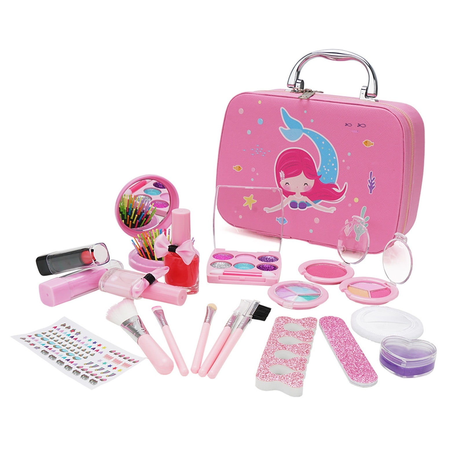 Kids Makeup Kit for Girl, Princess Toys Real Washable Cosmetic Set with ...