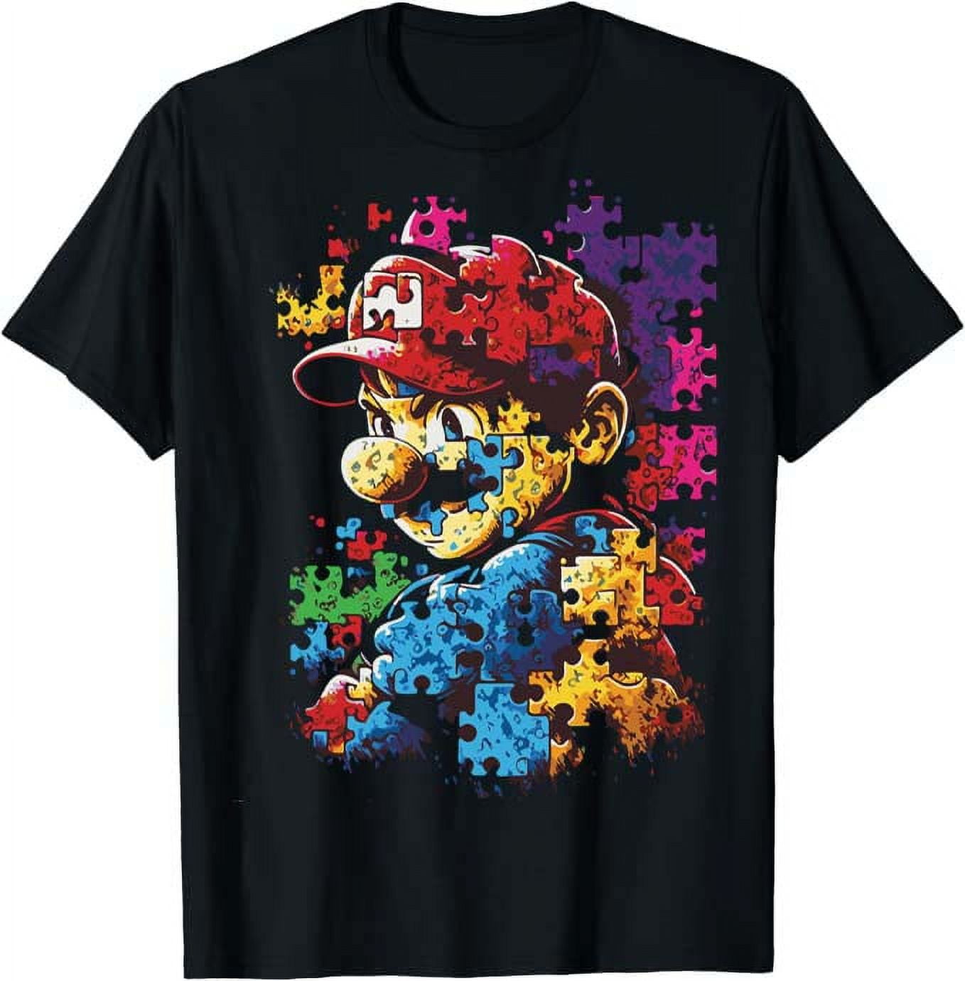 Youth Size 10-12 Mario Colorful Autism Awareness Short-Sleeve T-Shirt ...