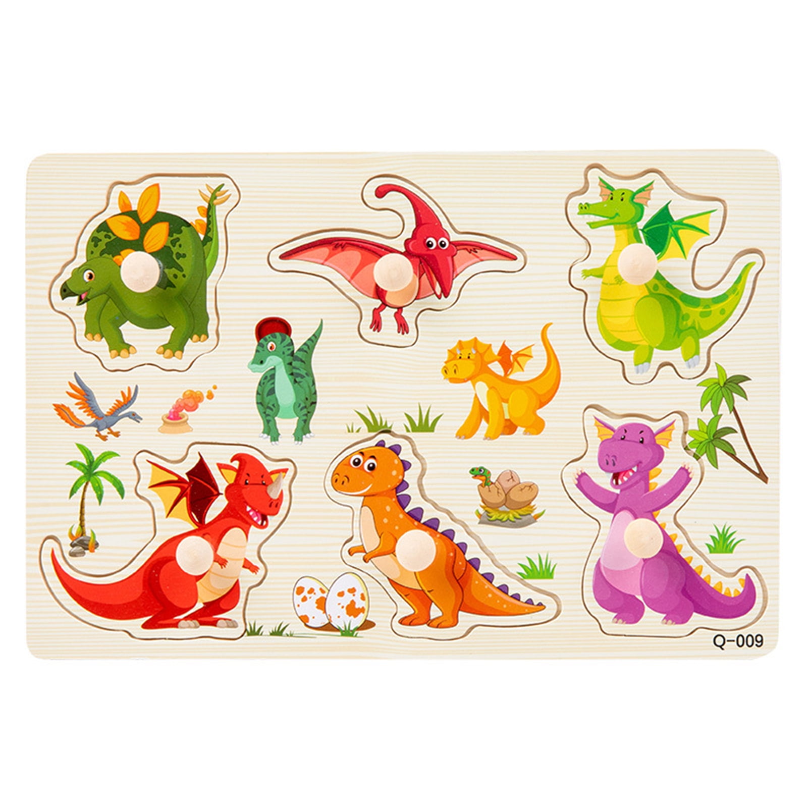 Kids Matching Puzzle Fruit Animal Sea Creature Pattern Wooden Peg ...