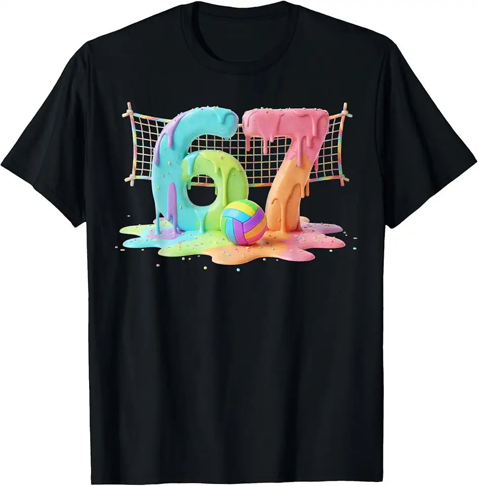 Kids Meme 67 Six 6 Seven 7 Icecream Drip Volleyball Net Shoe T-Shirt ...