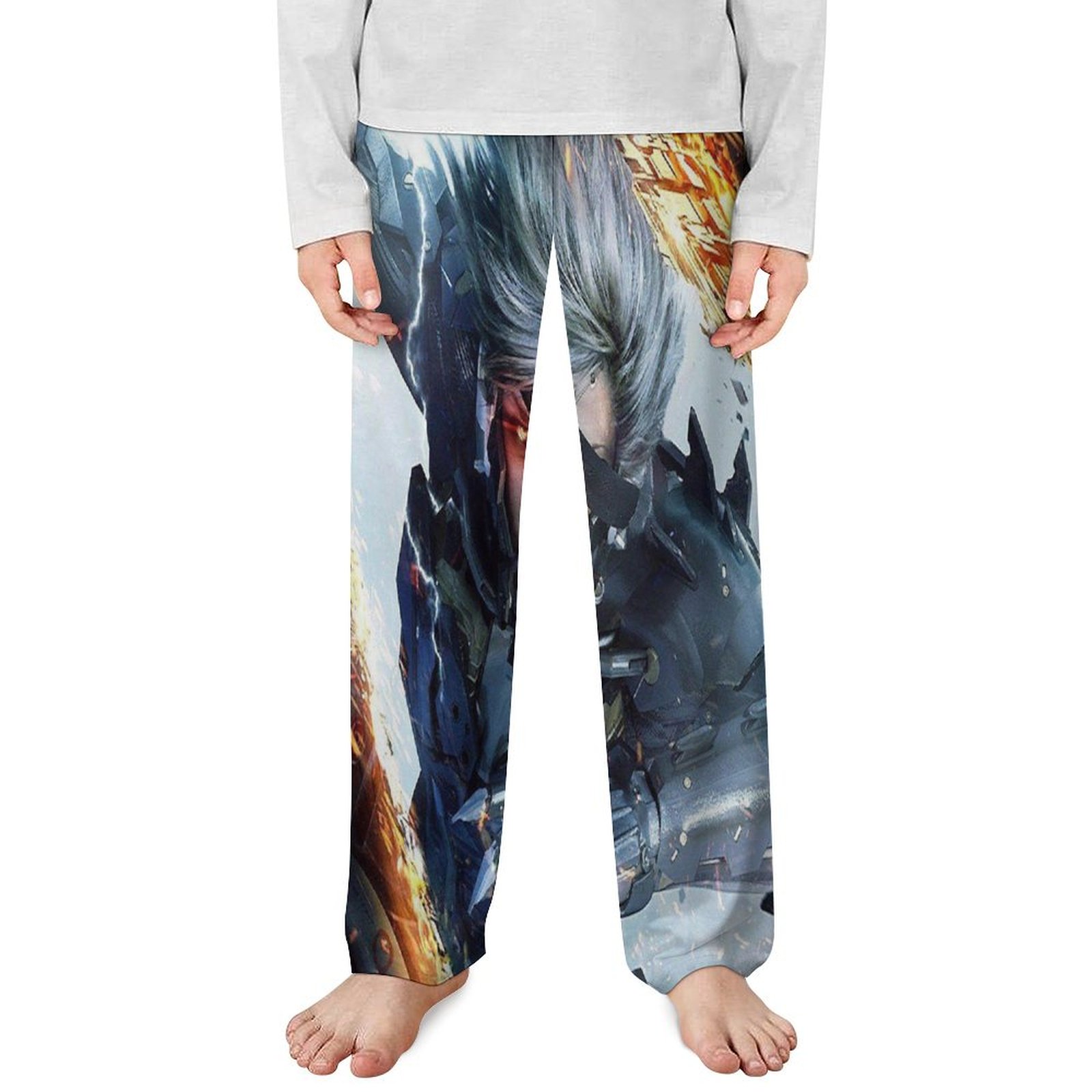 Kids Metal Ge-ar So-lid Pajama Pants Cartoon Long Pj Pants Cute Elastic ...