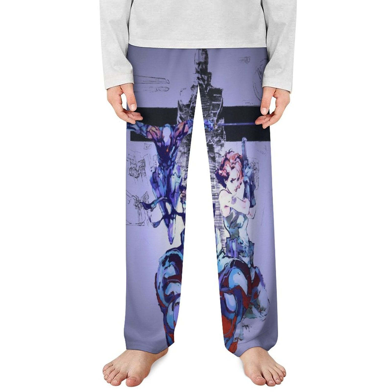 Kids Metal Ge-ar So-lid Pajama Pants Cartoon Long Pj Pants Cute Elastic ...