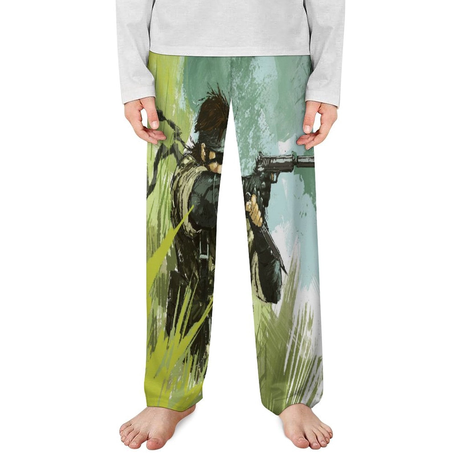 Kids Metal Ge-ar So-lid Pajama Pants Cartoon Long Pj Pants Cute Elastic ...