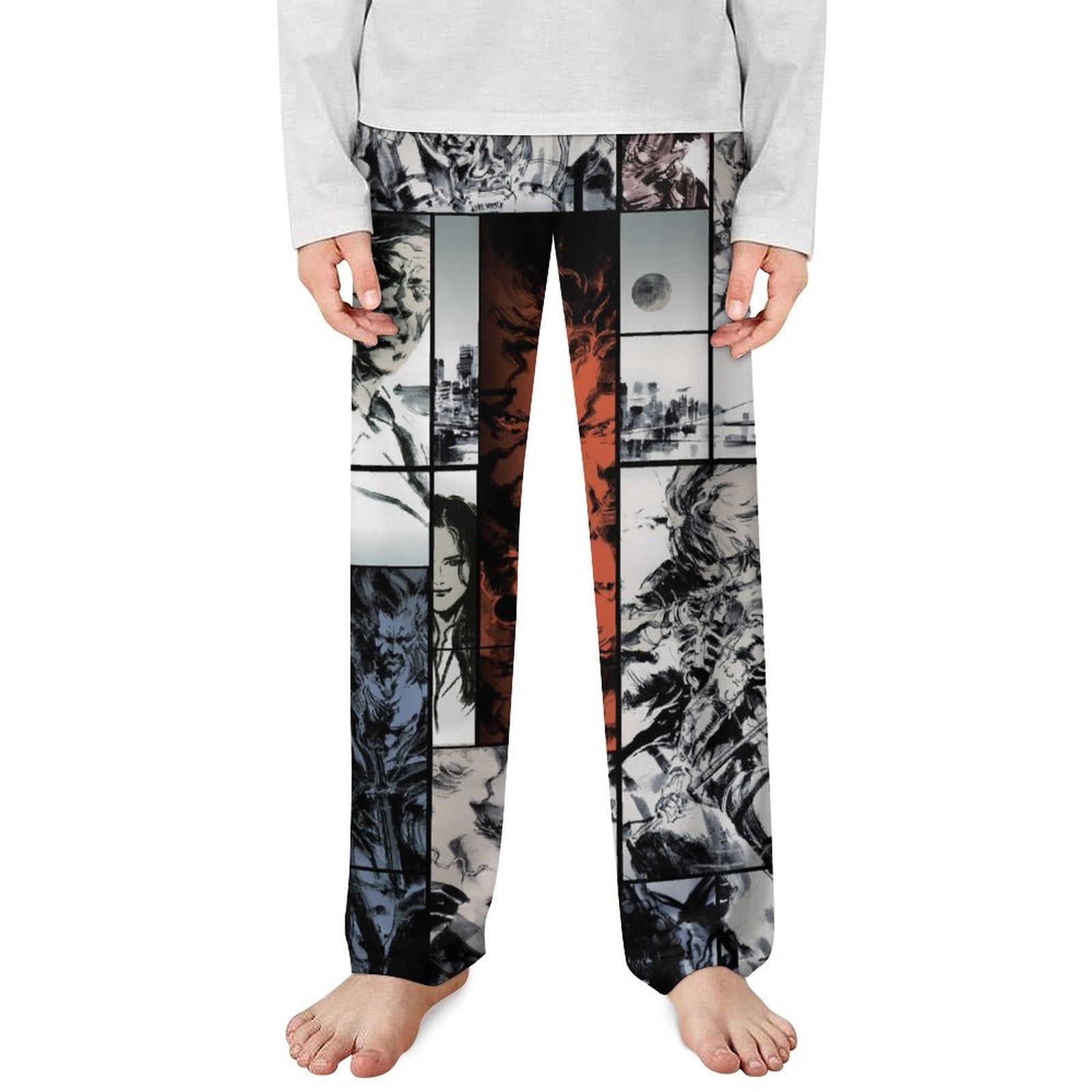 Kids Metal Ge-ar So-lid Pajama Pants Cartoon Long Pj Pants Cute Elastic ...