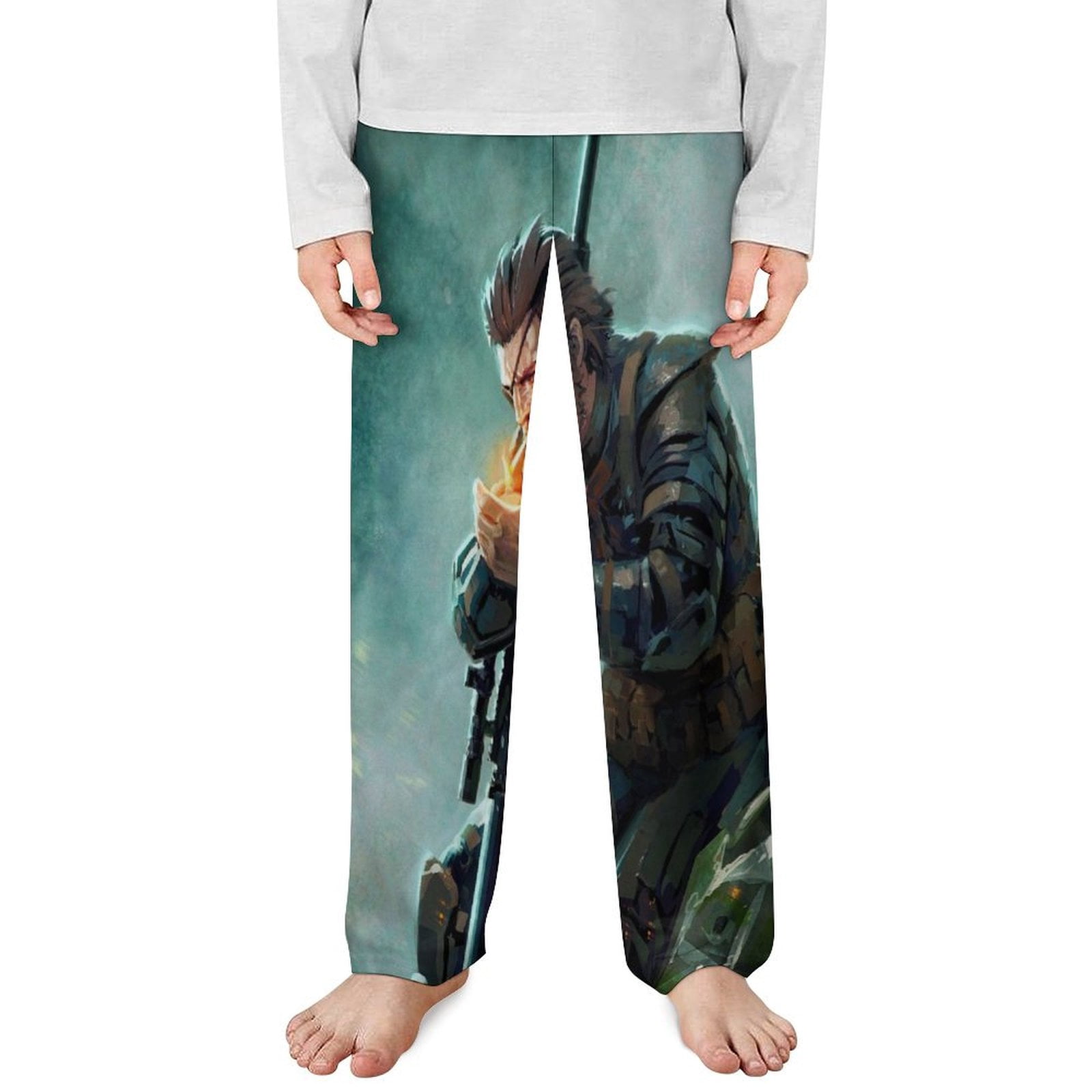 Kids Metal Ge-ar So-lid Pajama Pants Cartoon Long Pj Pants Cute Elastic ...