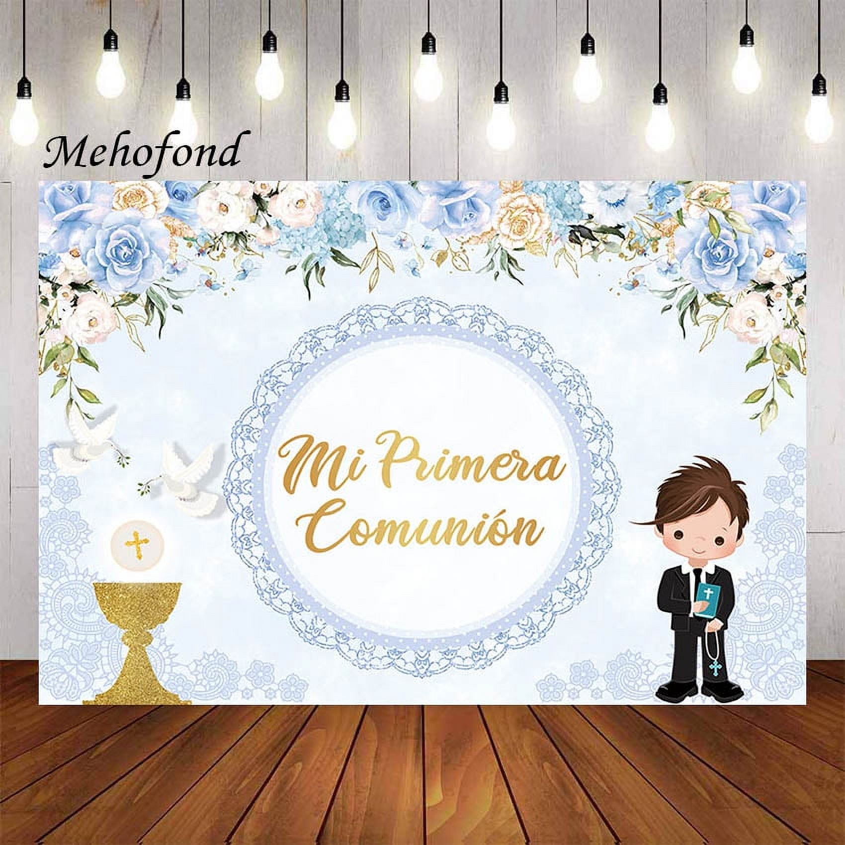 Kids Mi Primera Comunion Baptism Christening Floral God Bless Party r Backdrop Photo Studio ...