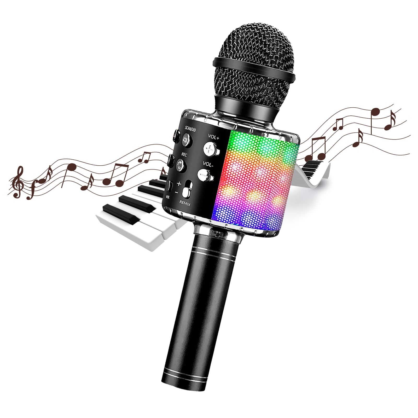 Kids Microphone, Wireless Bluetooth Microphone with LED Lights ...