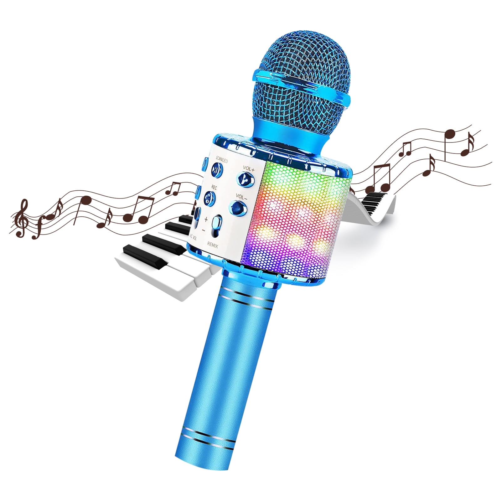 Kids Microphone, Wireless Bluetooth Microphone with LED Lights ...