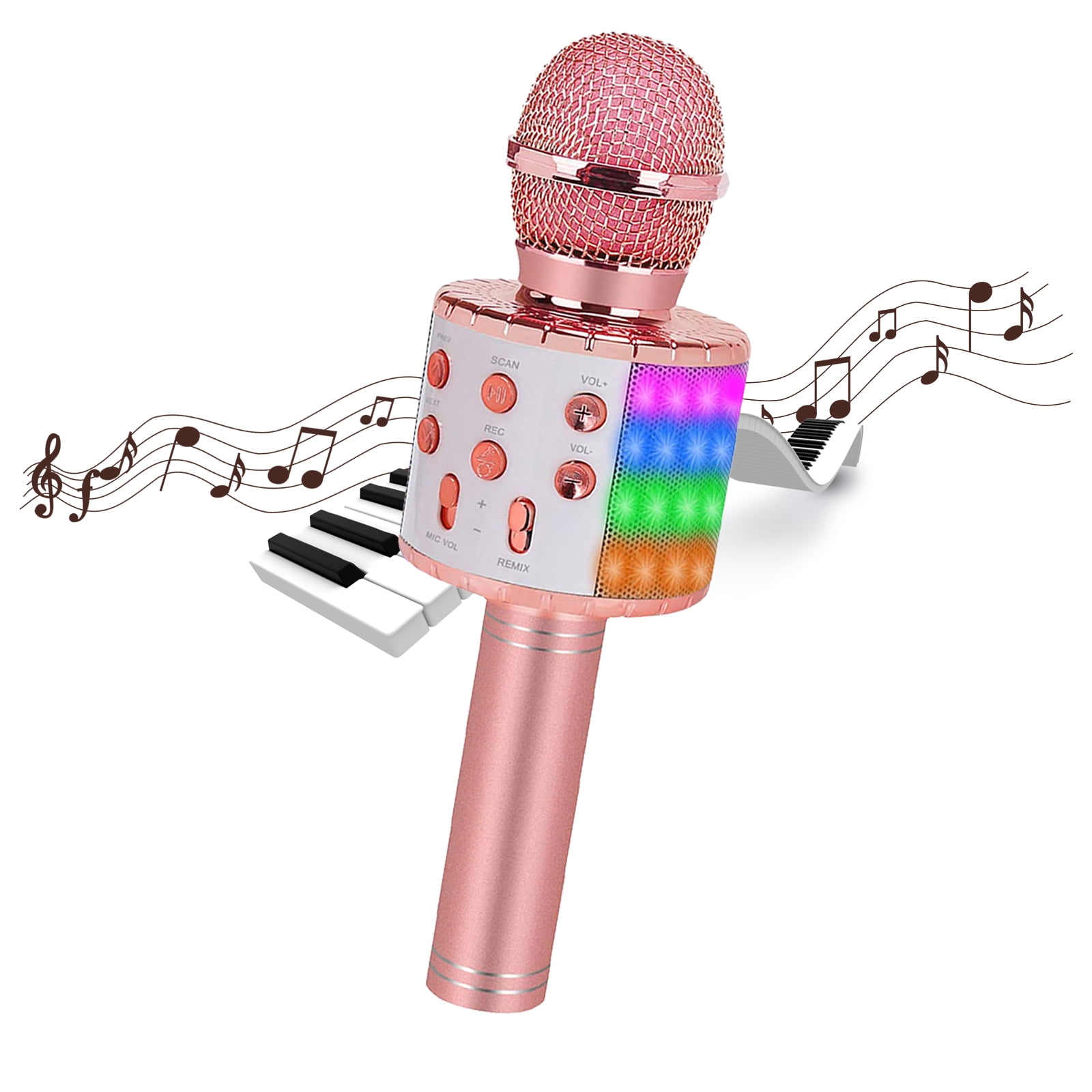 Kids Microphone, Wireless Bluetooth Microphone with LED Lights ...