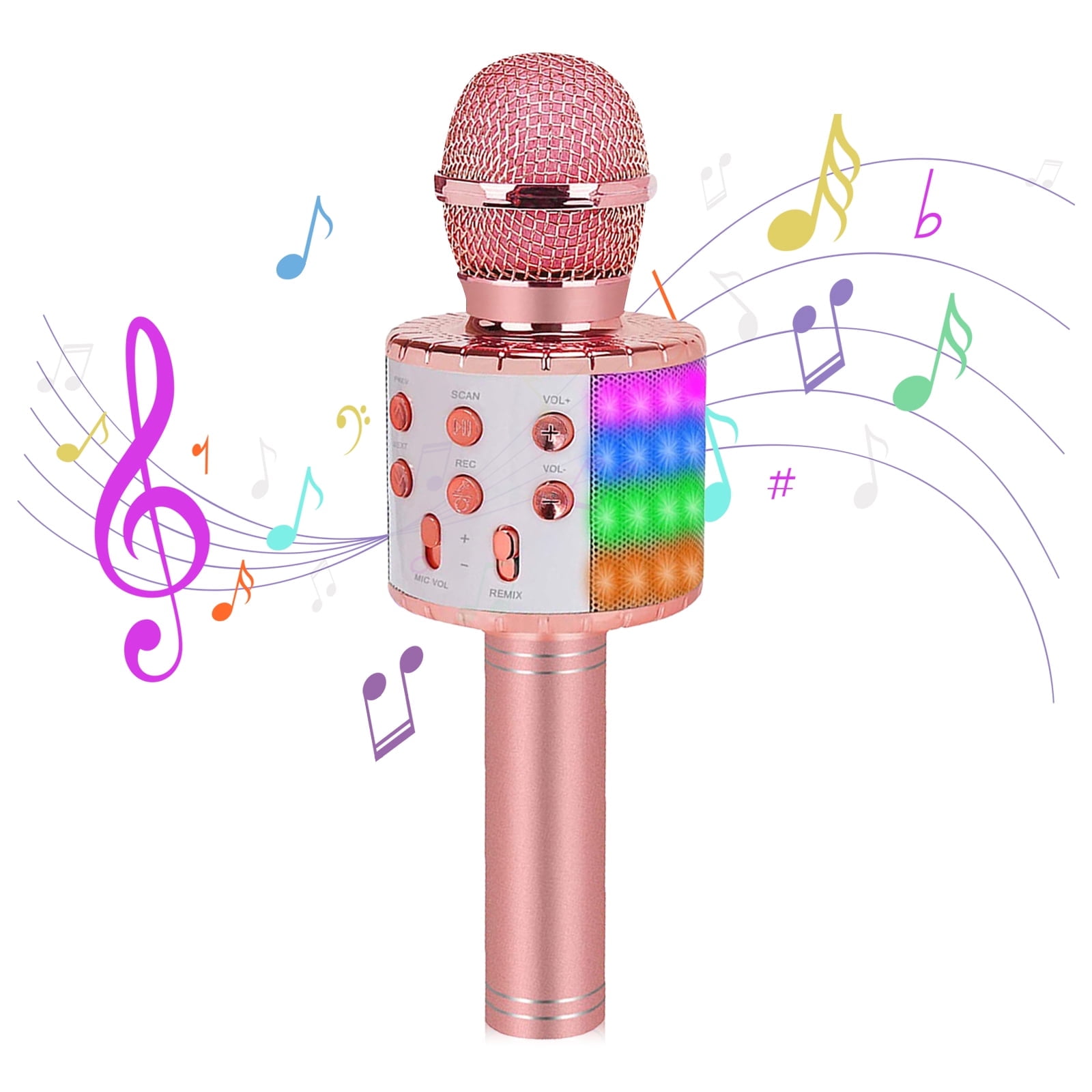 Kids Mini Karaoke Handheld Echo Microphone, Wireless Bluetooth with LED ...