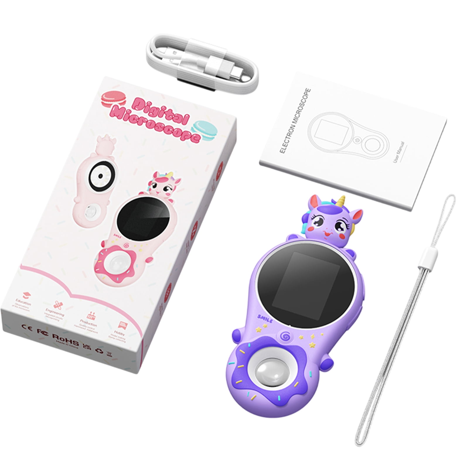 Kids Microscope Handheld，500x Zoom Portable Magnifying Glass for Boys ...