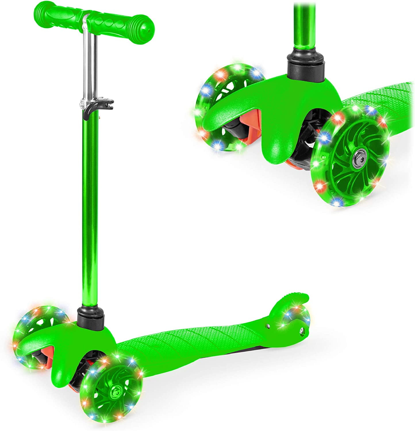 Kids Mini Kick Scooter Toy Light-Up Wheels, Height Adjustable T-Bar ...