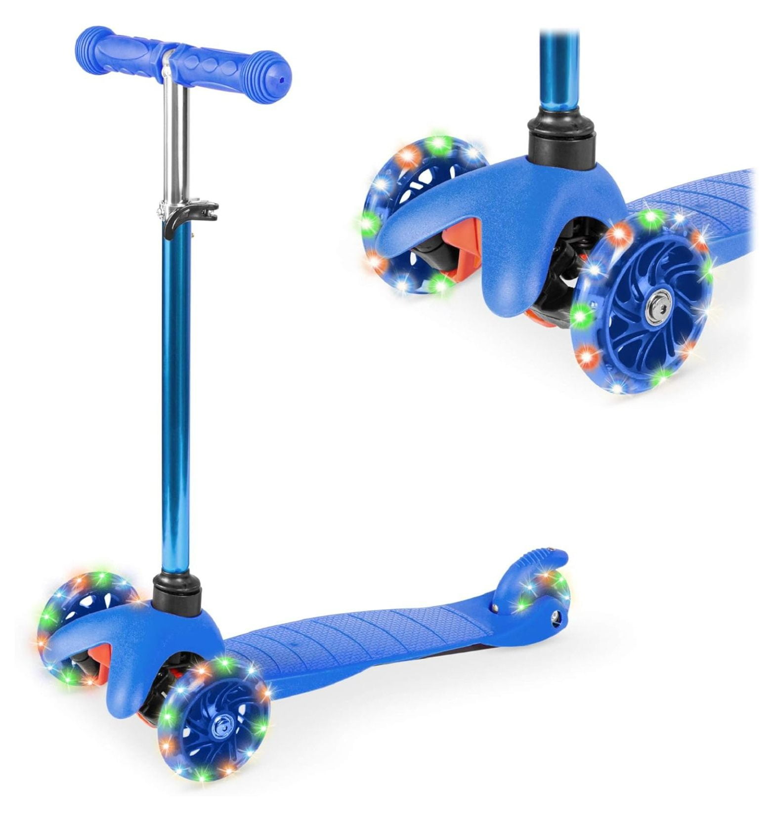 Kids Mini Kick Scooter Toy w/ Light-Up Wheels, Height Adjustable T-Bar ...