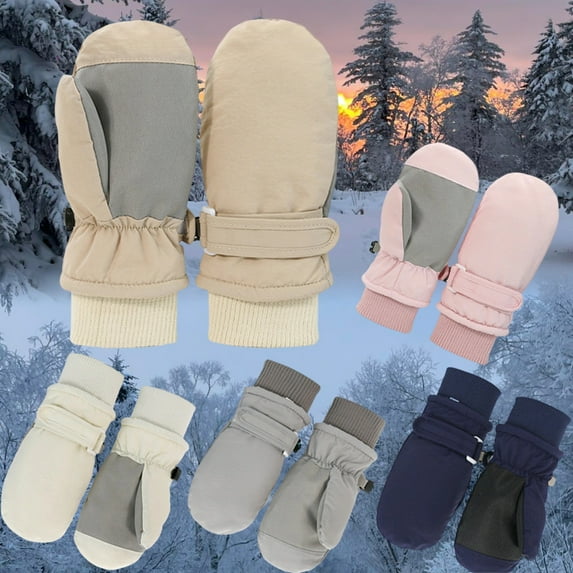 Kids Mittens Waterproof Winter Ski Warm Windproof Fleece Lined ...