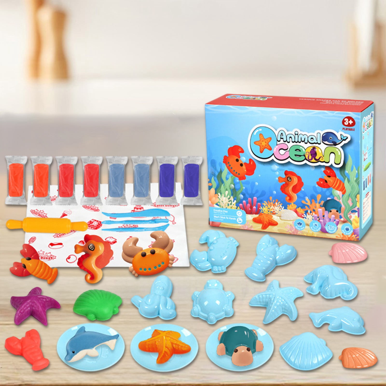 Kids Modeling Clay Play Dough Set, DIY Pizza Hamburger Ice Cream Molds ...