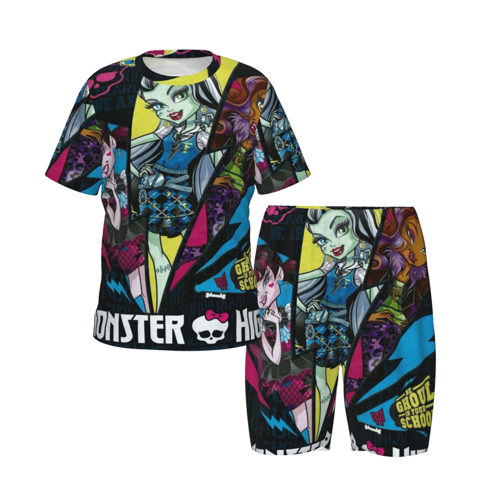 Kids Mon-Ster High Pajama Set Kids Cartoon Tee Shirt And Short Set 2PCS ...