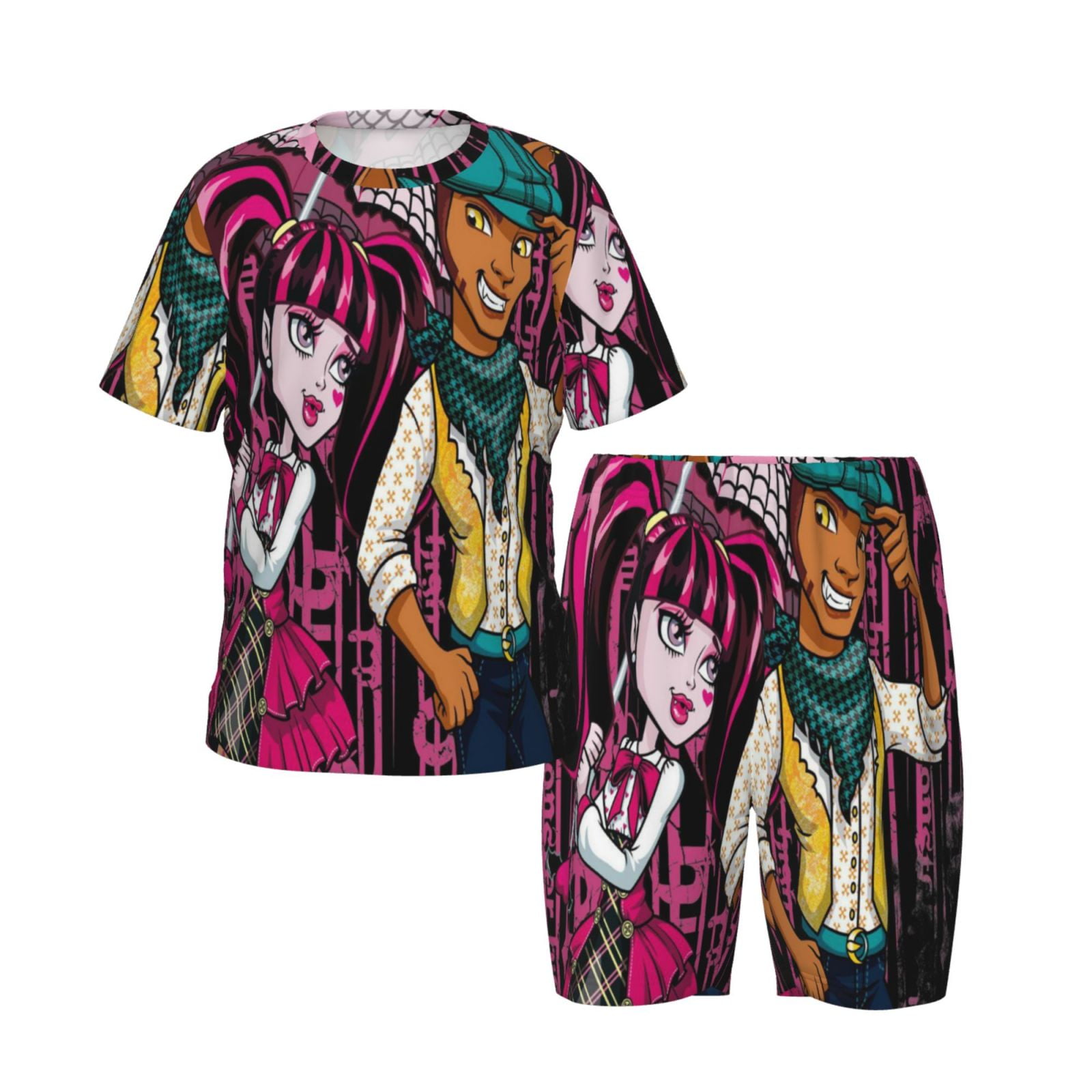 Kids Mon-Ster High Pajama Set Kids Cartoon Tee Shirt And Short Set 2PCS ...