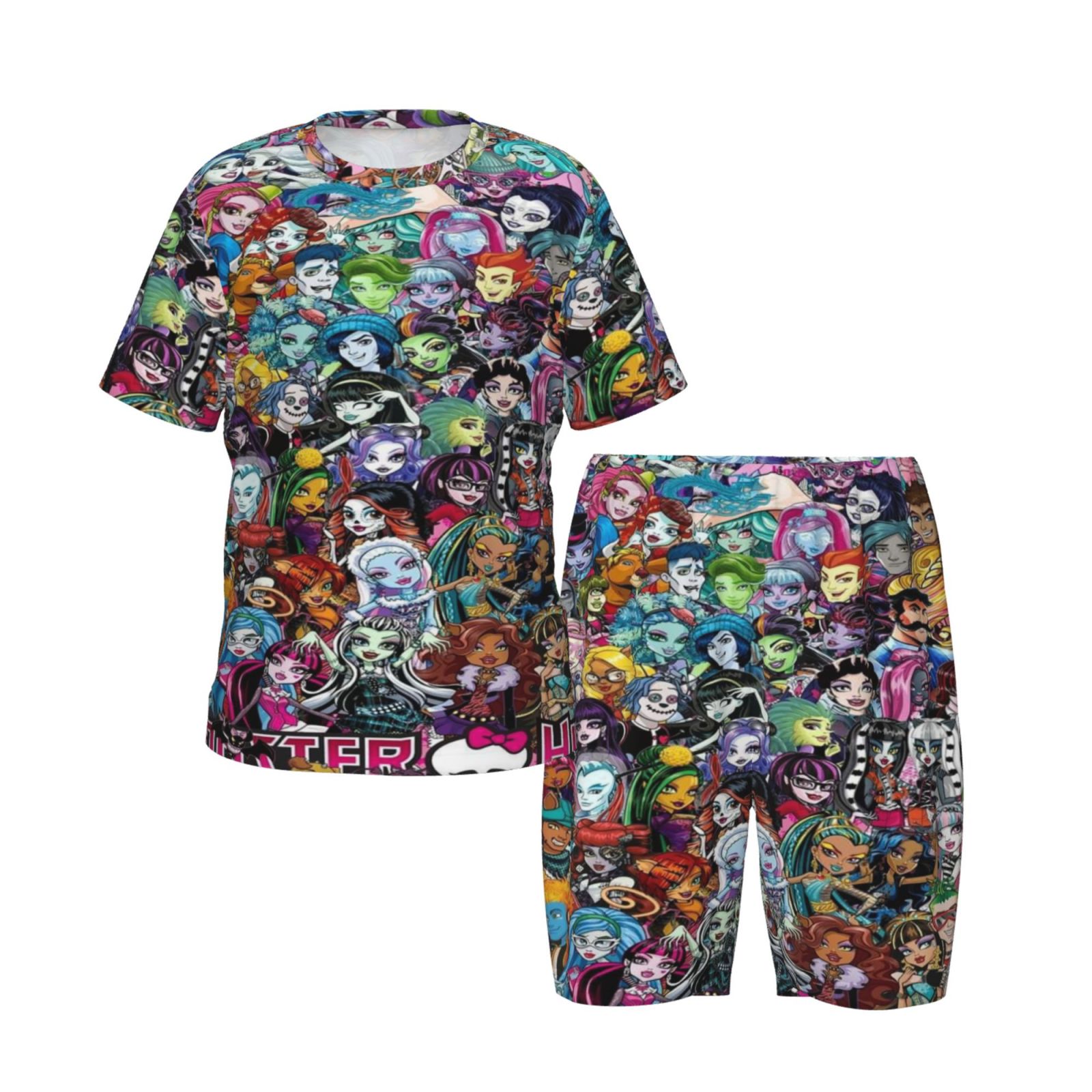 Kids Mon-Ster High Pajama Set Kids Cartoon Tee Shirt And Short Set 2PCS ...