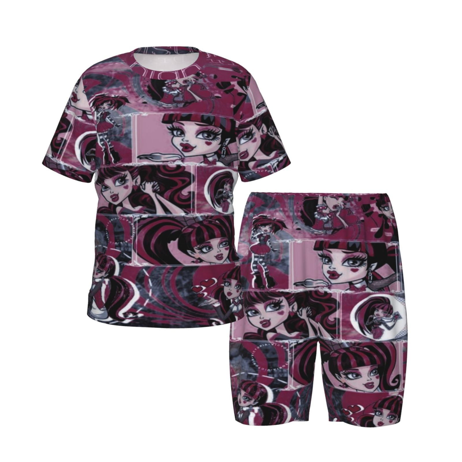Kids Mon-Ster High Pajama Set Kids Cartoon Tee Shirt And Short Set 2PCS ...