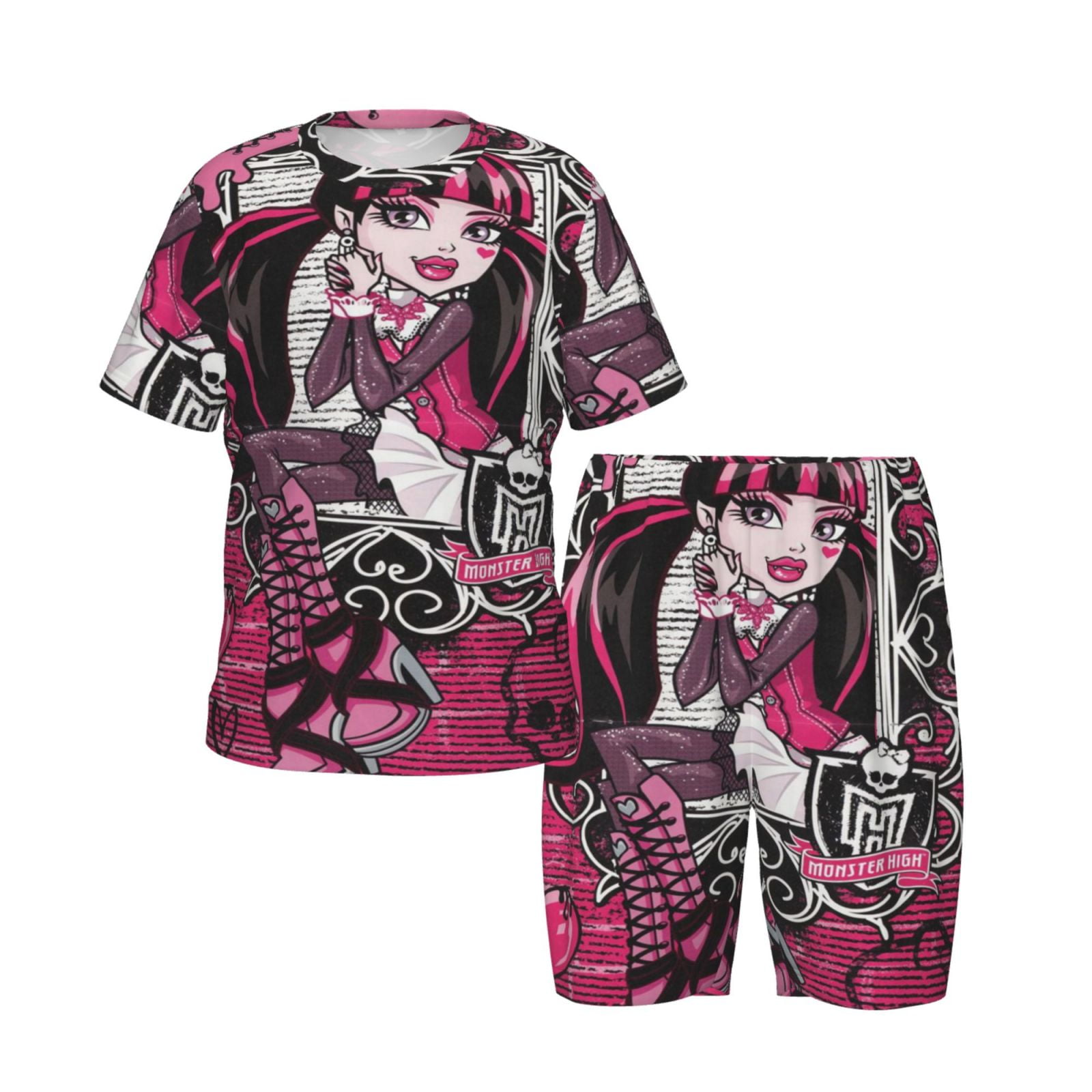 Kids Mon-Ster High Pajama Set Kids Cartoon Tee Shirt And Short Set 2PCS ...