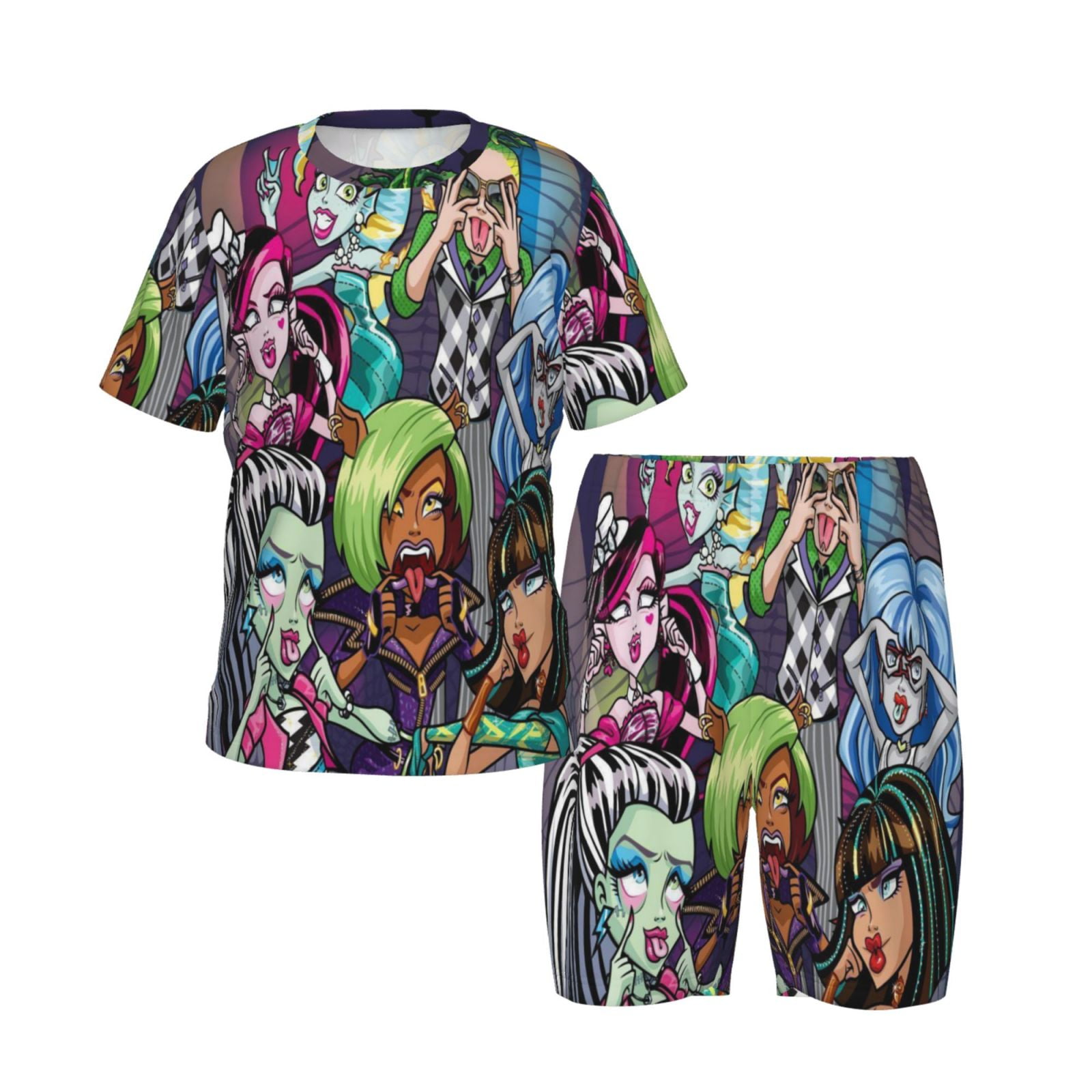 Kids Mon-Ster High Pajama Set Kids Cartoon Tee Shirt And Short Set 2PCS ...