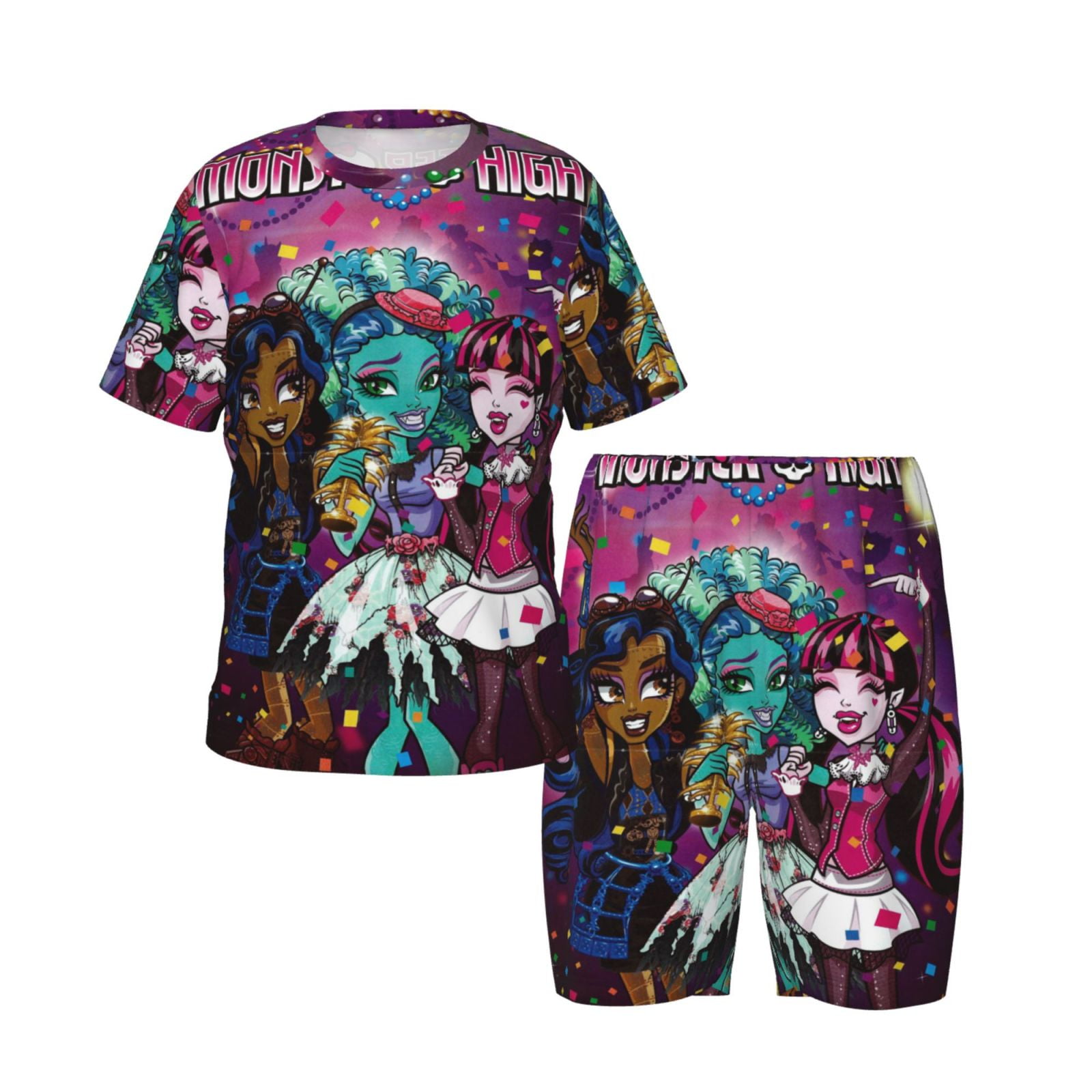 Kids Mon-Ster High Pajama Set Kids Cartoon Tee Shirt And Short Set 2PCS ...