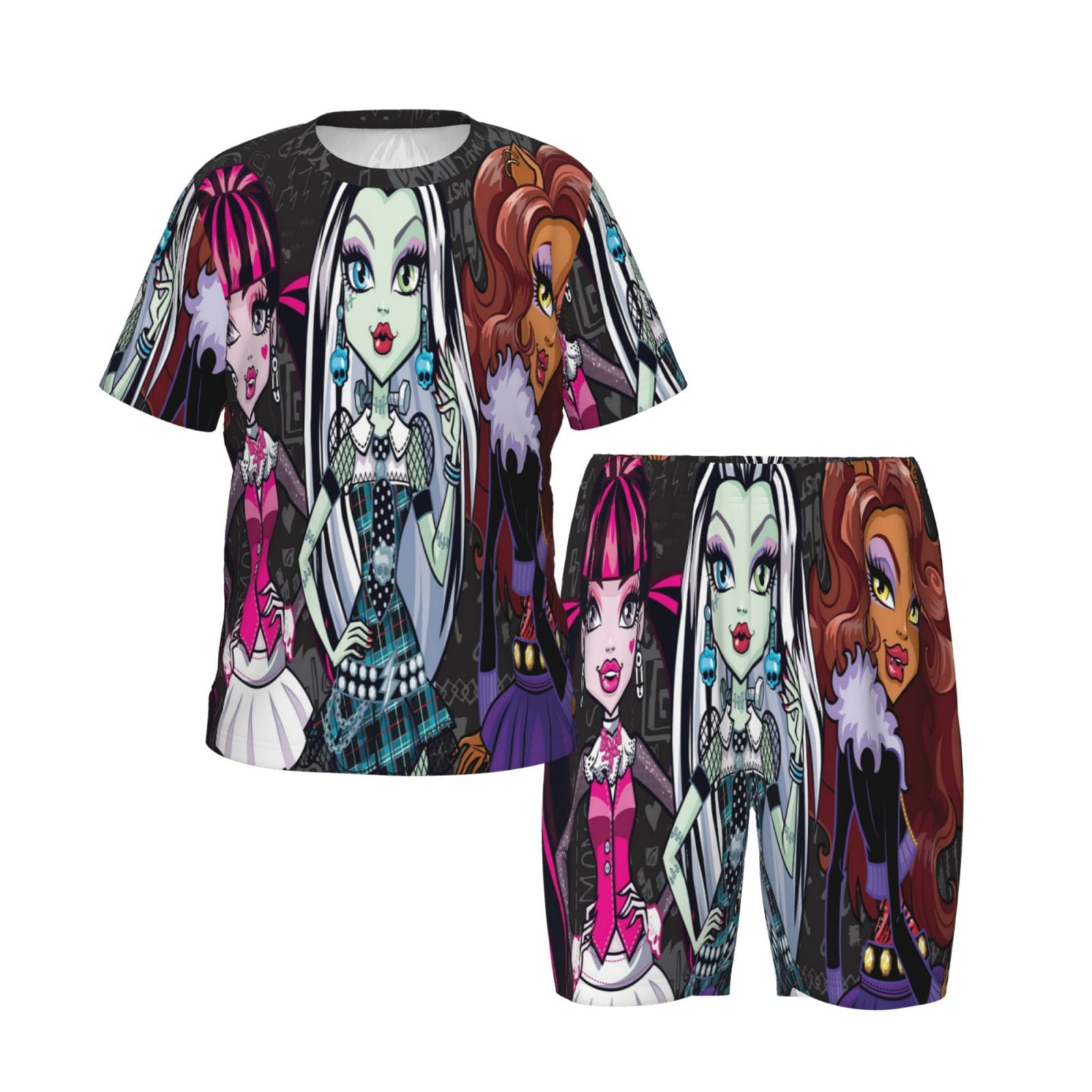 Kids Mon-Ster High Pajama Set Kids Cartoon Tee Shirt And Short Set 2PCS ...
