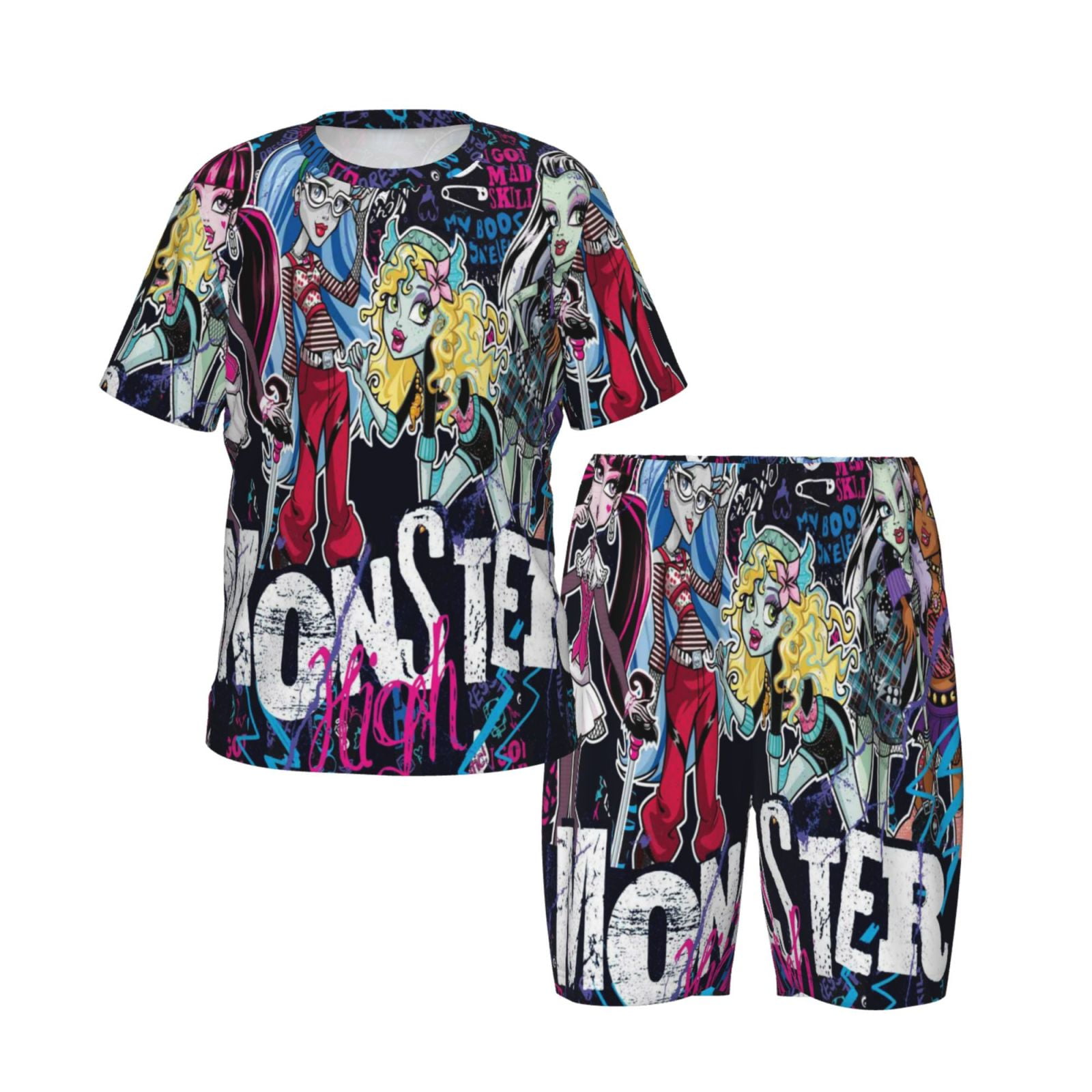 Kids Mon-Ster High Pajama Set Kids Cartoon Tee Shirt And Short Set 2PCS ...
