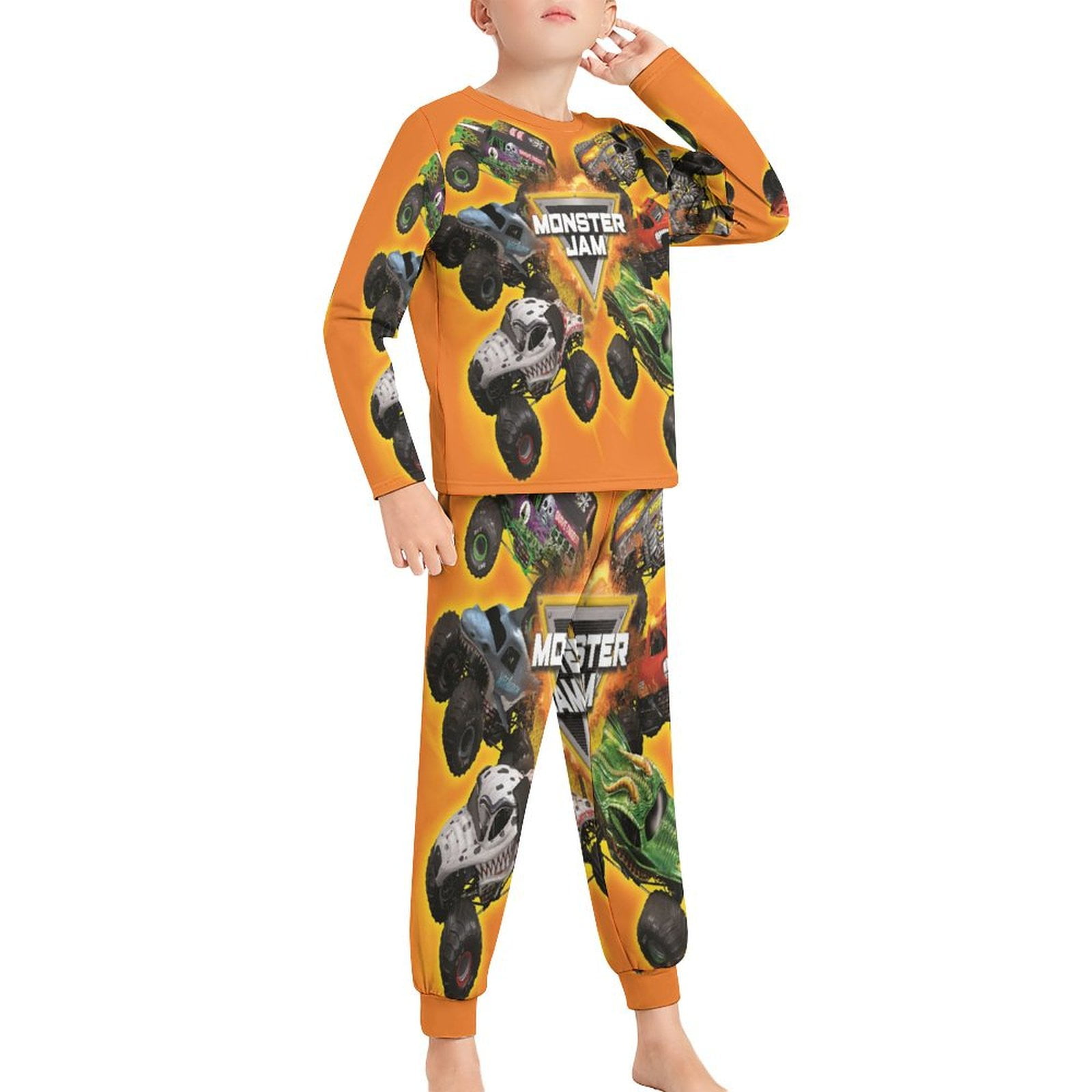 Kids Monster Truck Jam Pajamas 2 Pieces Pjs Kids Sleepwear Clothes Long ...